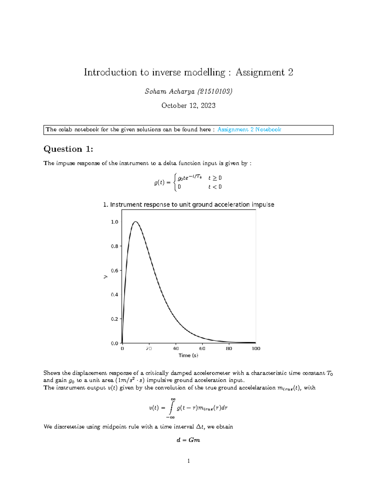 ES410 Assignment 2 - Introduction to inverse modelling : Assignment 2 ...