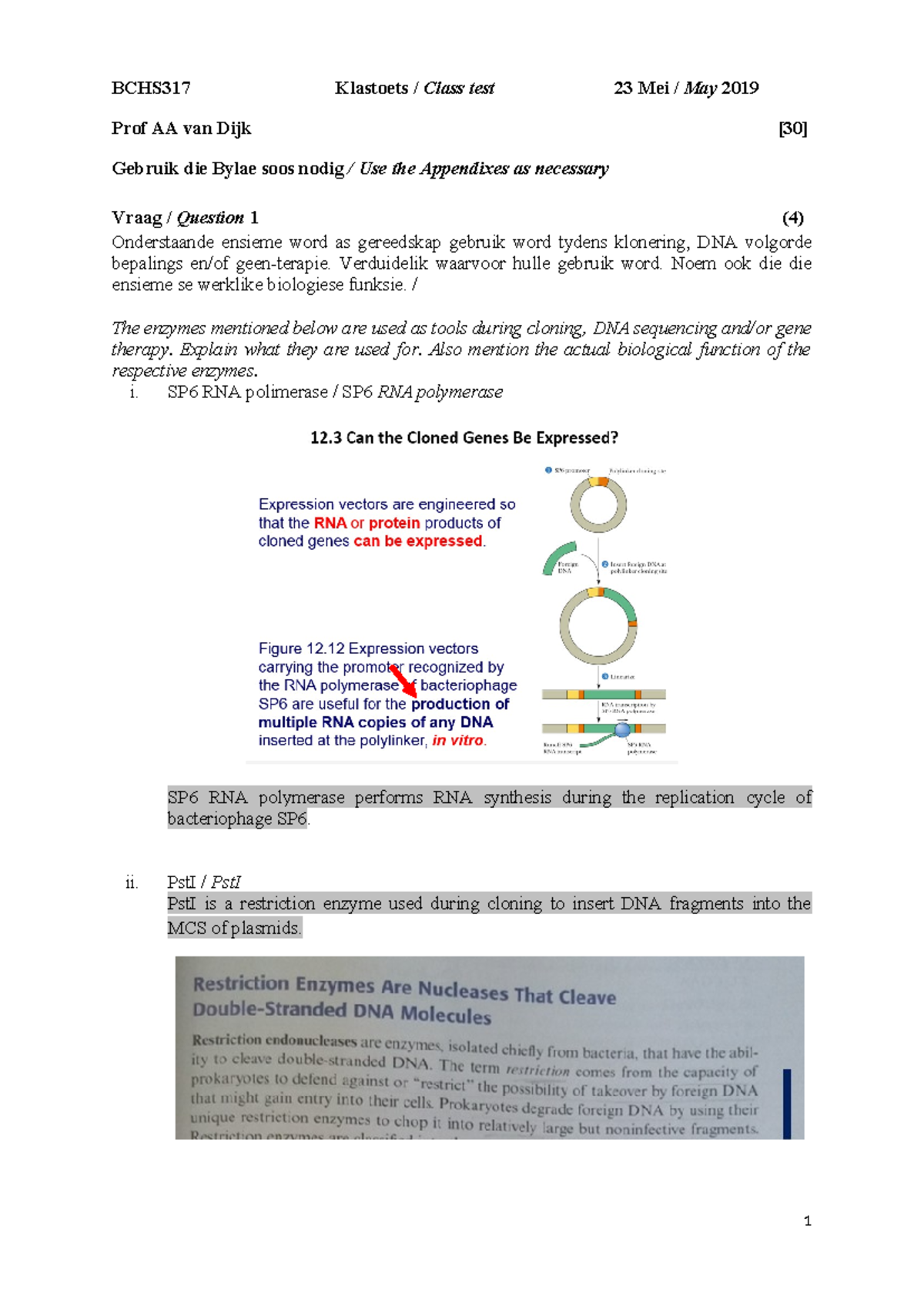 BCHS317 Klastoets 23Mei2019 memo - Copy - BCHS317 Klastoets / Class ...