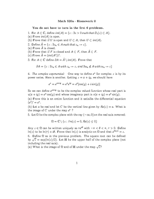 HW5 q + a - Homework assignment 5 - Math 520a Homework 5 1. Is it ...