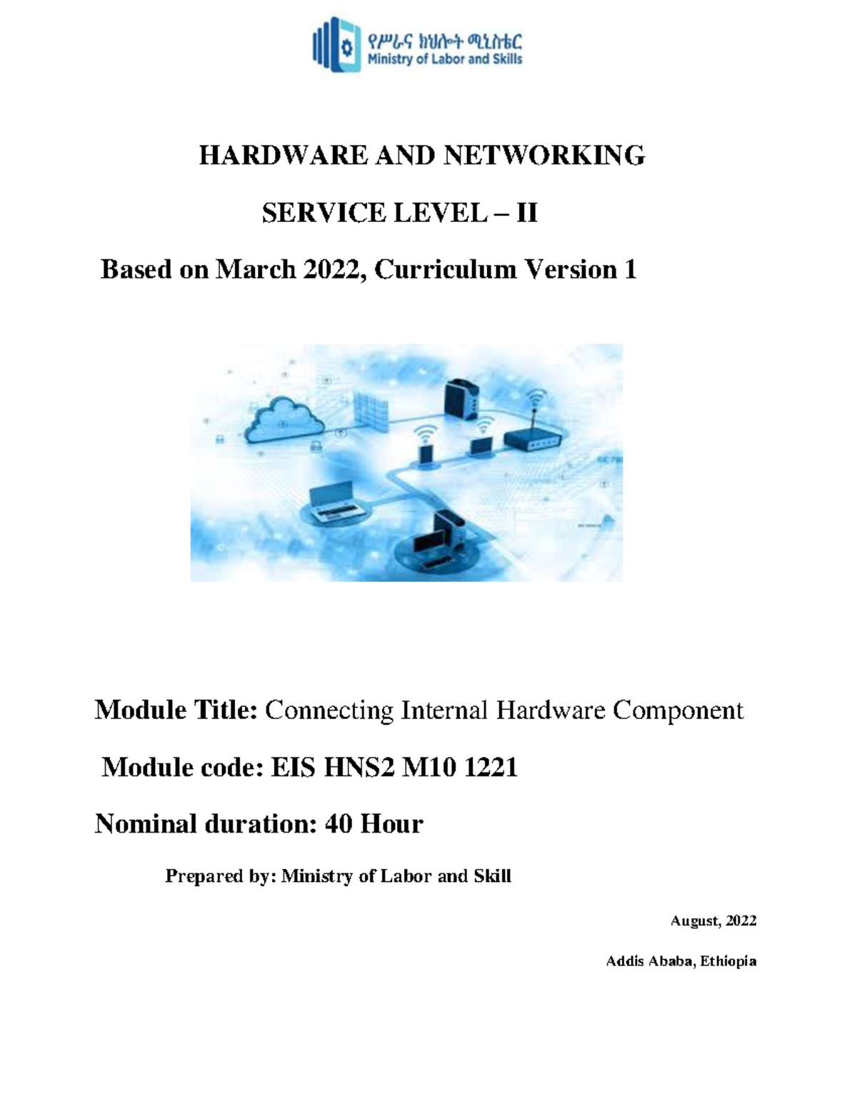 M01 connect internal hardware - HARDWARE AND NETWORKING SERVICE LEVEL – II Based on March 2022 ...
