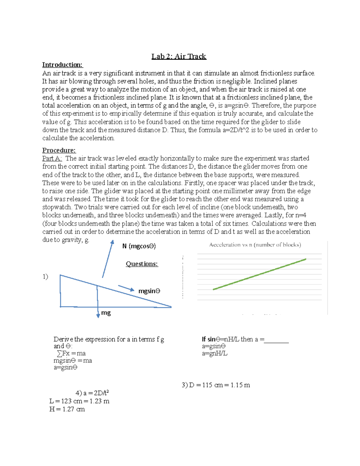 Lab 2 Air Track - Lab 2: Air Track Introduction: An air track is a very ...