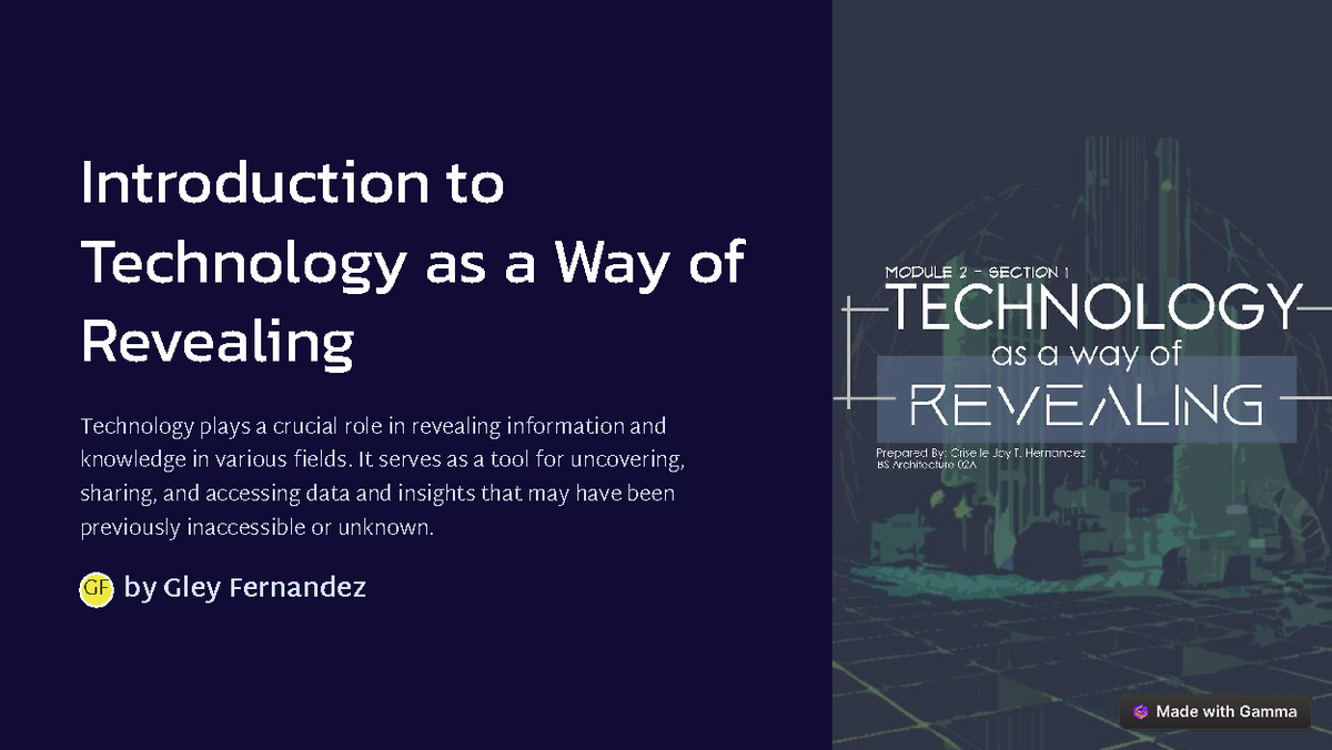 Introduction to Technology as a Way of Revealing - Introduction to ...