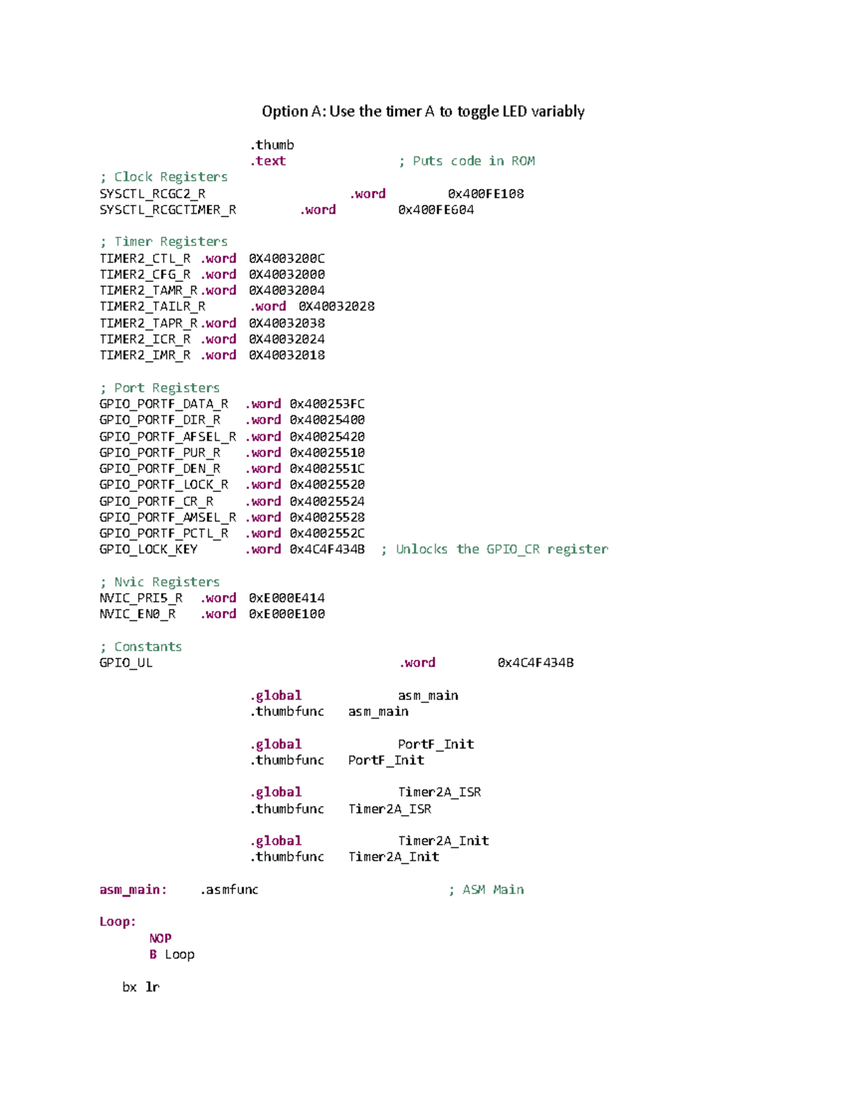 LAB 3,2 and ARM CODE - Microcontroller LABS with timer A to toggle LED ...