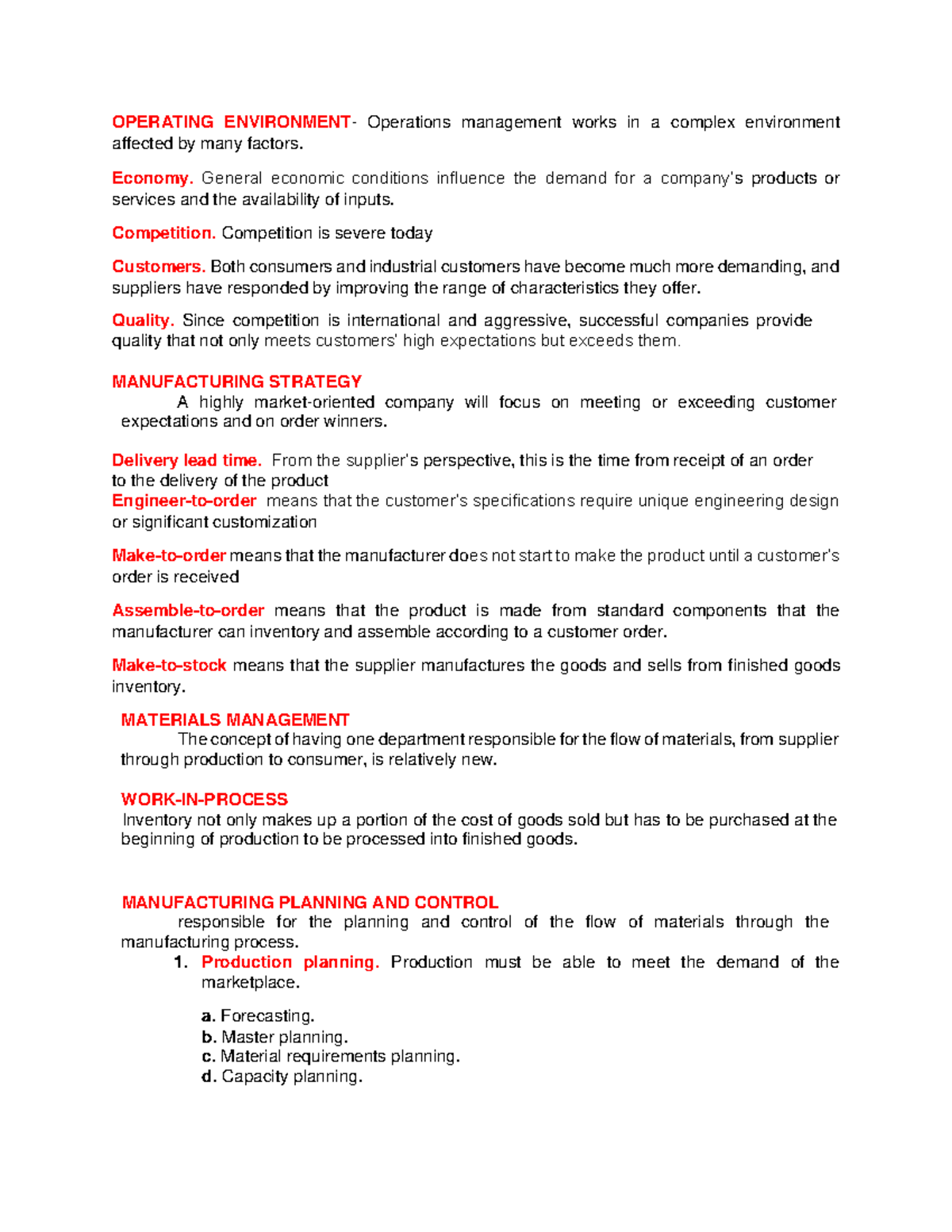 PM105- Reviewer - sssss - OPERATING ENVIRONMENT- Operations management ...