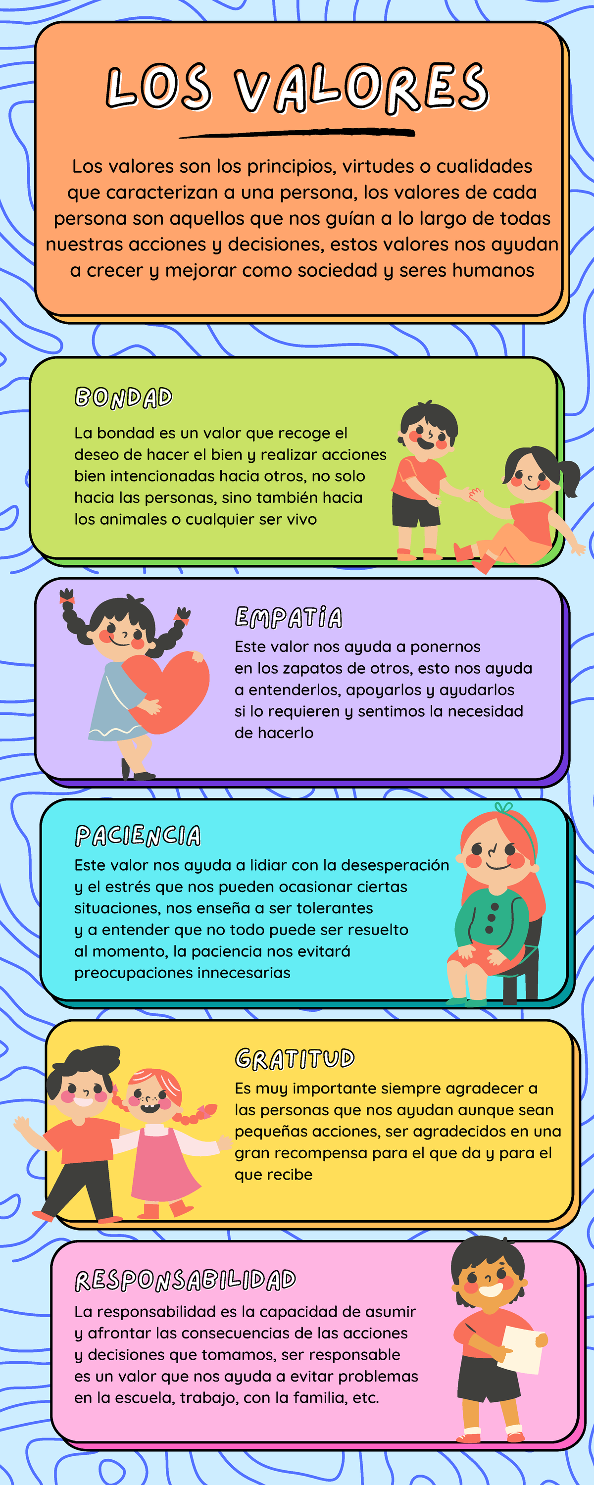 Infografia sobre los valores ilustrada divertida colorida - Los ValoresLos Valores Los valores ...