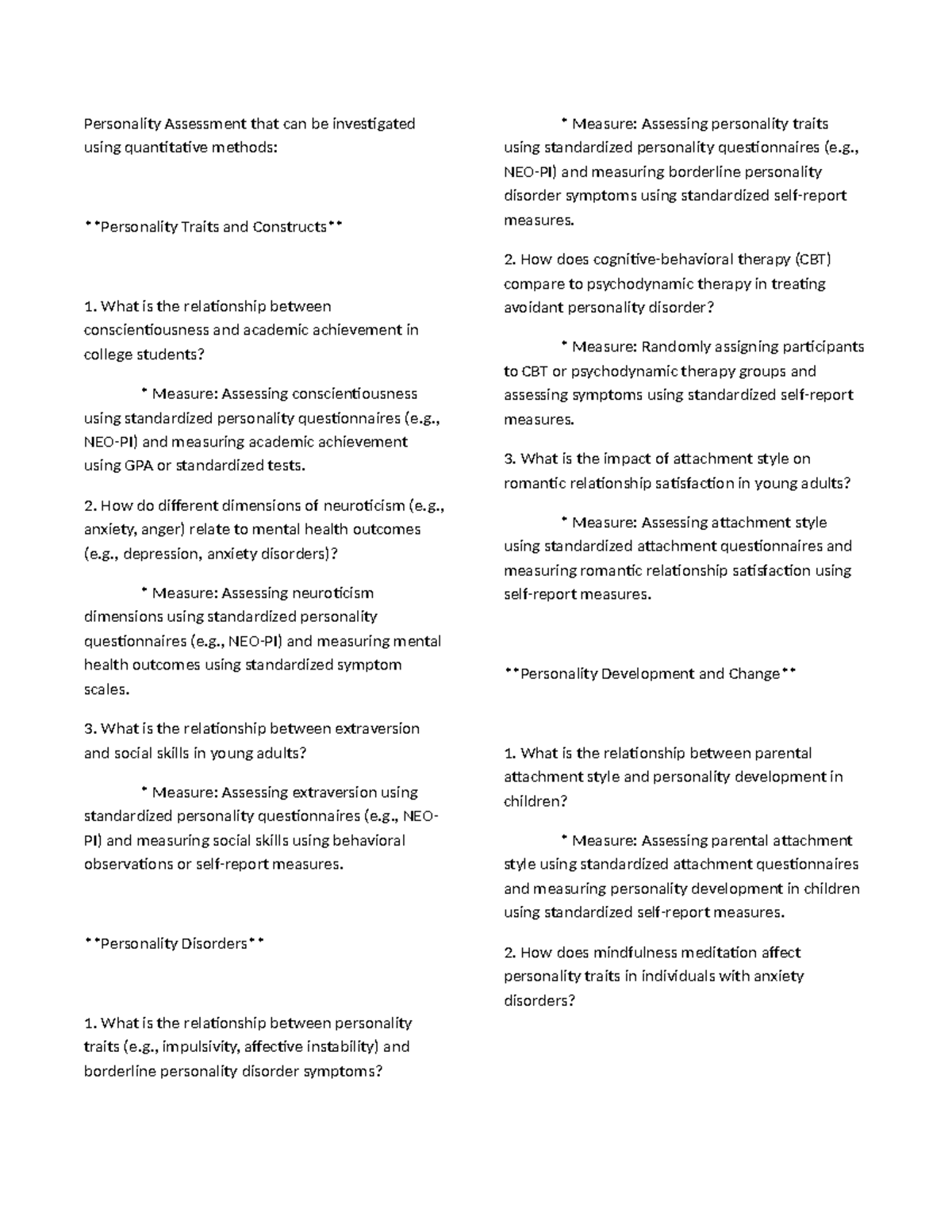 Personality Assessment - , NEO-PI) and measuring academic achievement ...