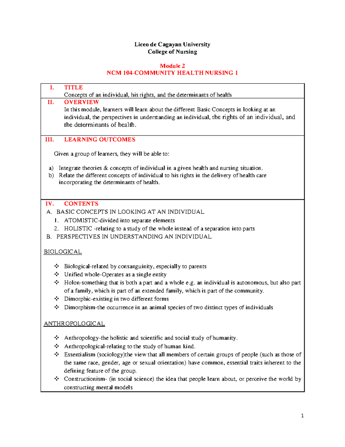 CHN 1 Module 2 Lecture Notes for nursing 2nd Year Student - Nursing ...