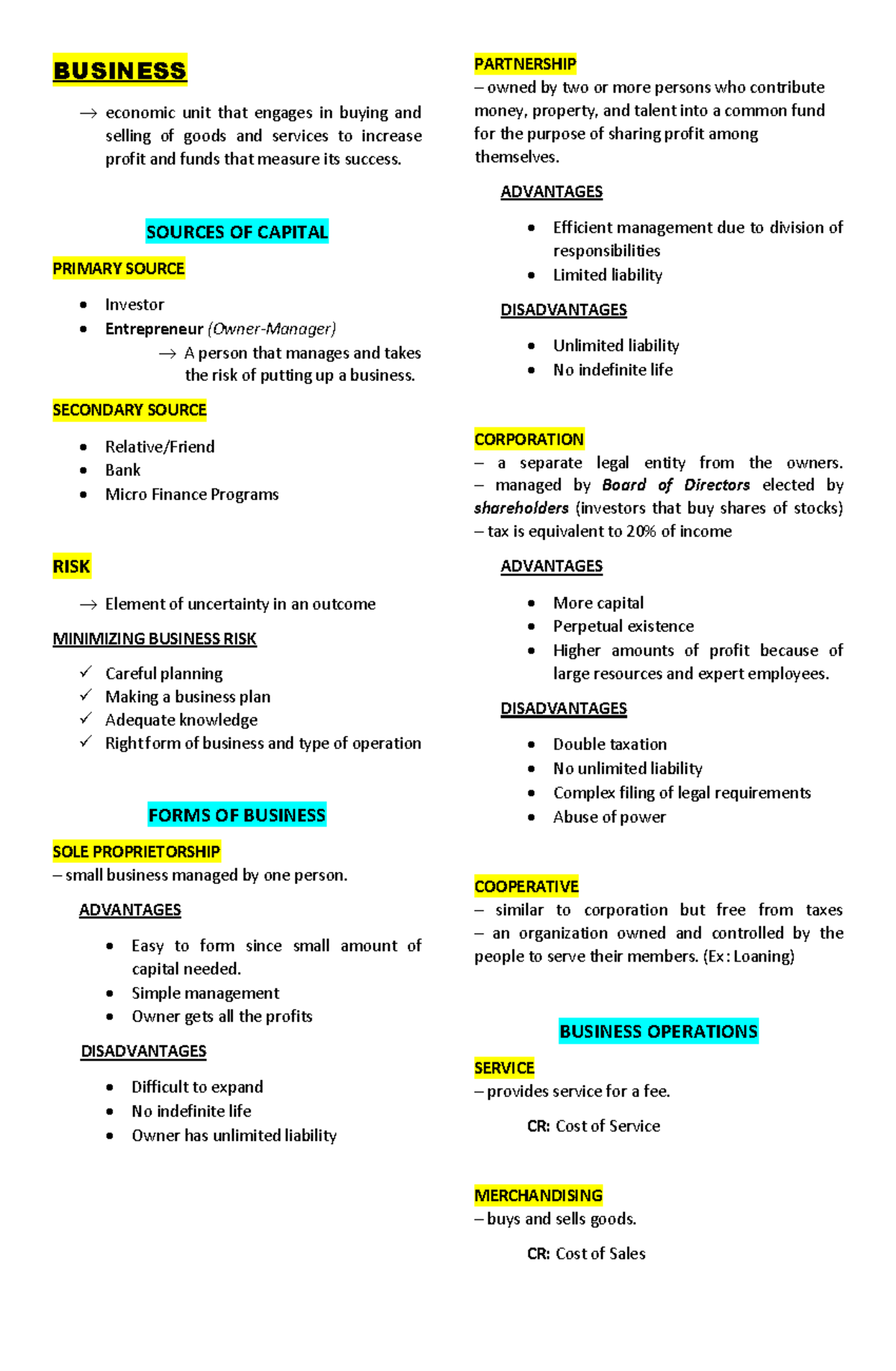 FAR Chapter 1 Notes - BUSINESS → economic unit that engages in buying ...