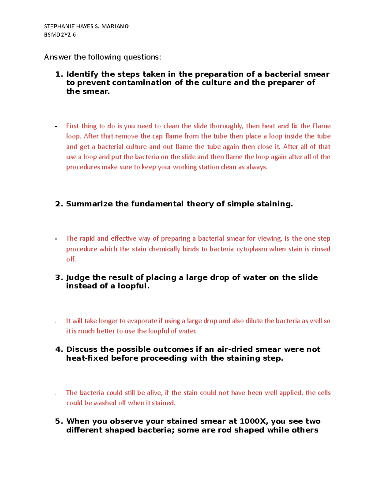 Week 3 Assignments Stephanie Hayes S Mariano Bsmd2y2 Answer The