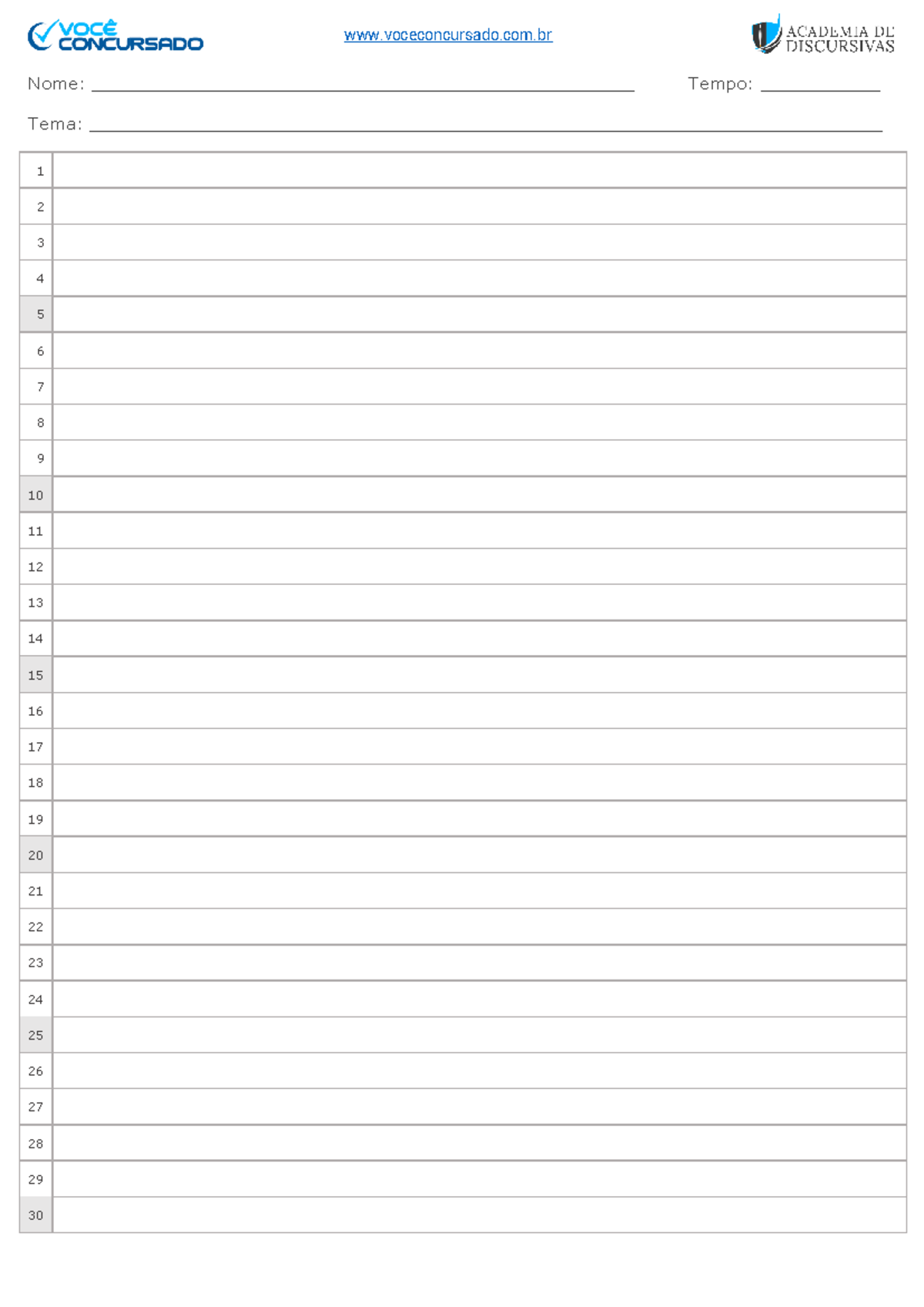 Folha de resposta modelo 45 linhas - Normas Técnicas e Redação ...