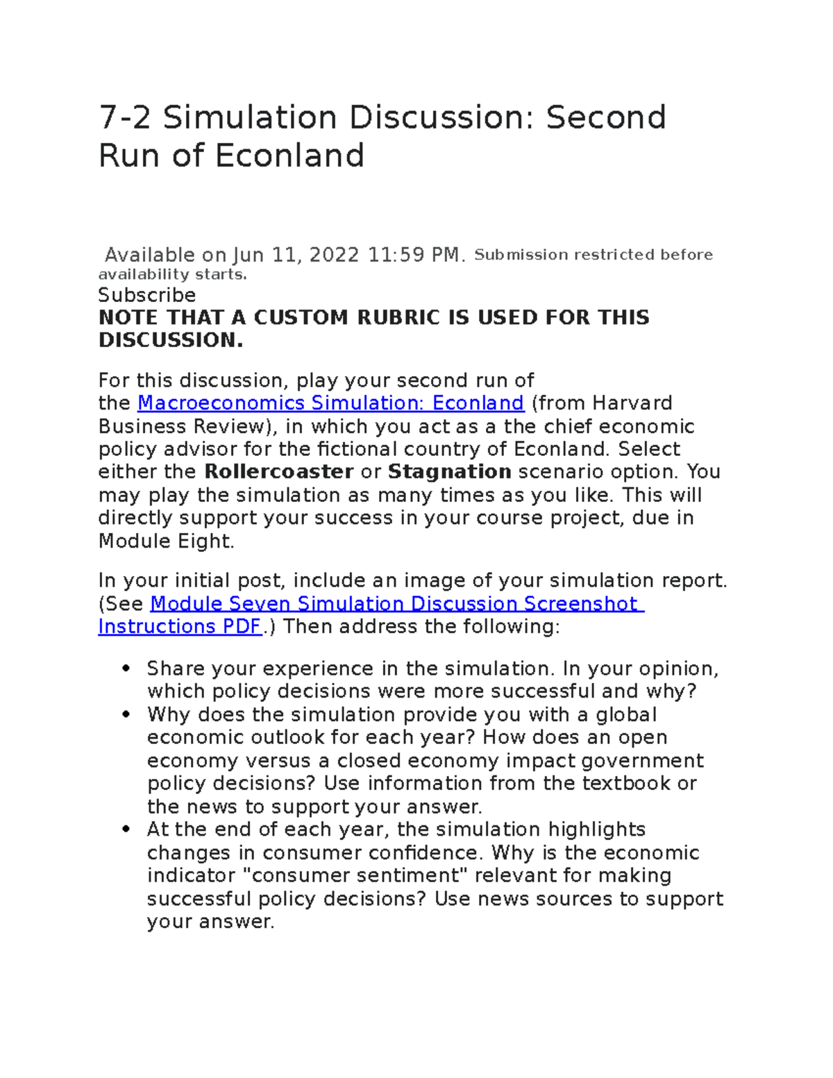 Simulation Discussion: Second Run of Econland - Studocu