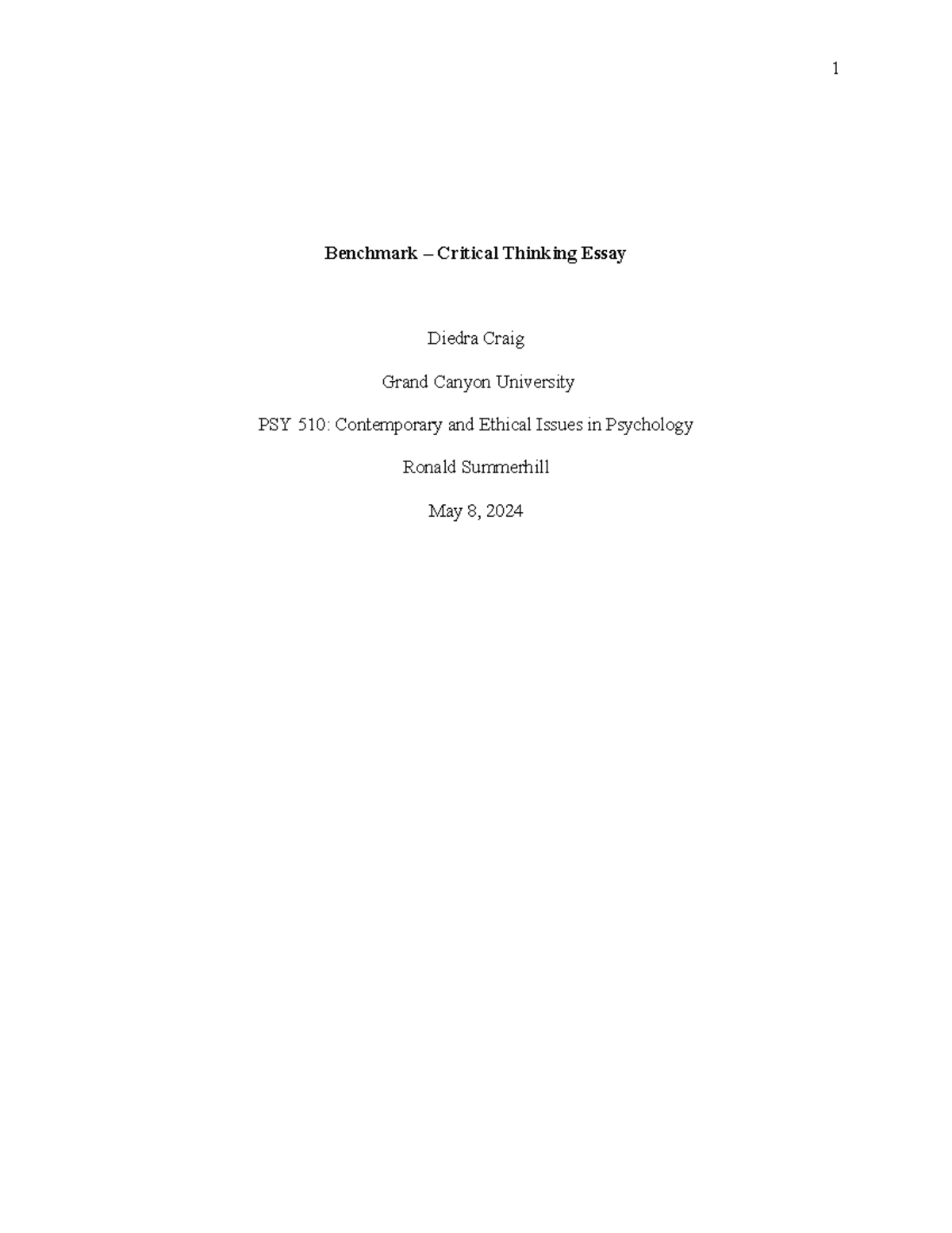 Critical Thinking Essay - They also follow the Code of Conduct of the ...