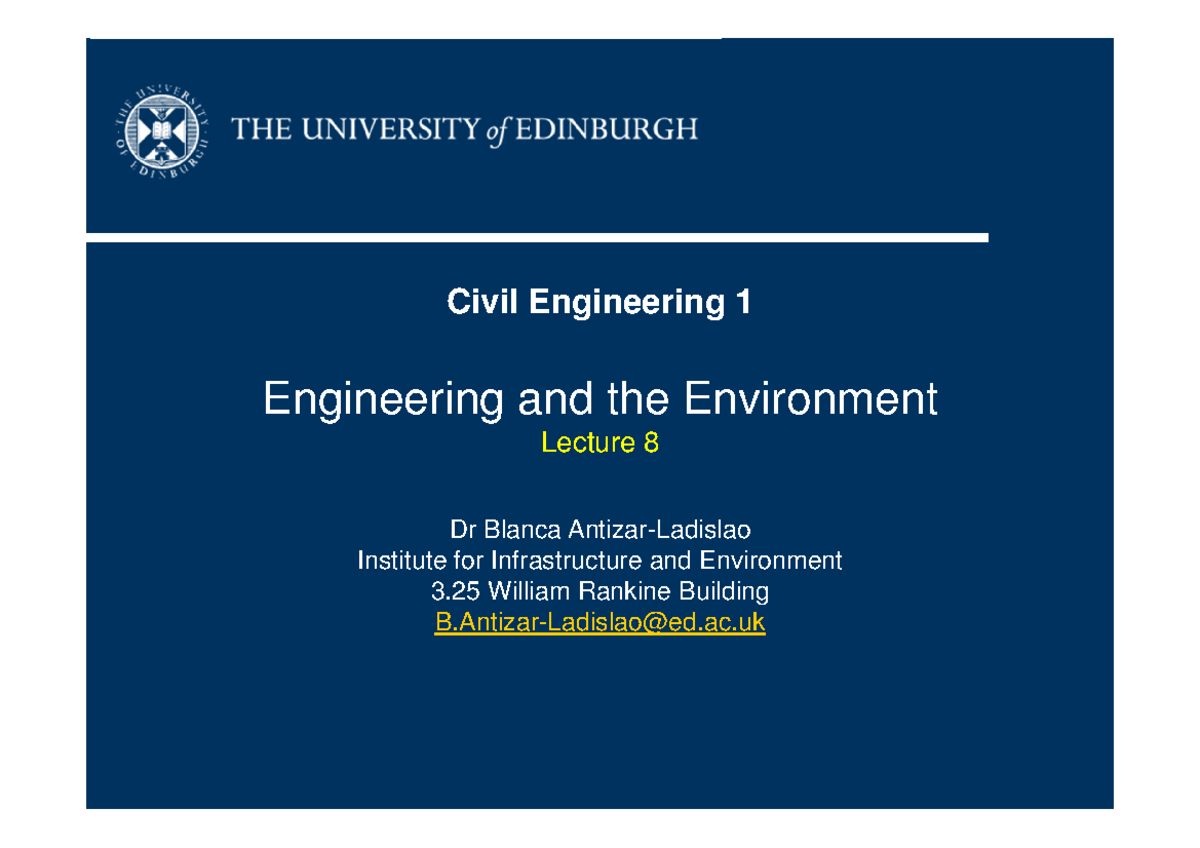 Environmental Engineering - Lecture 8 - Sustainability and Trends ...