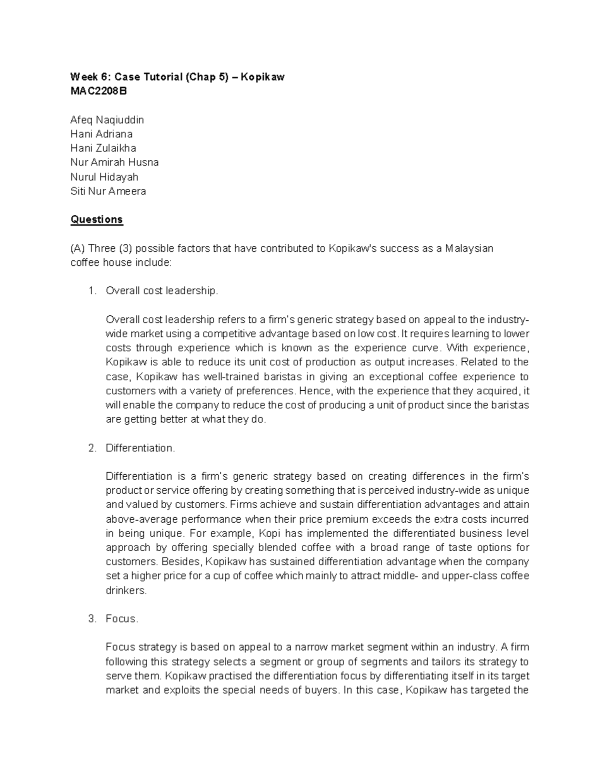 Chap 5 Case Study Kopikaw MAF661 2022 - Week 6: Case Tutorial (Chap 5 ...