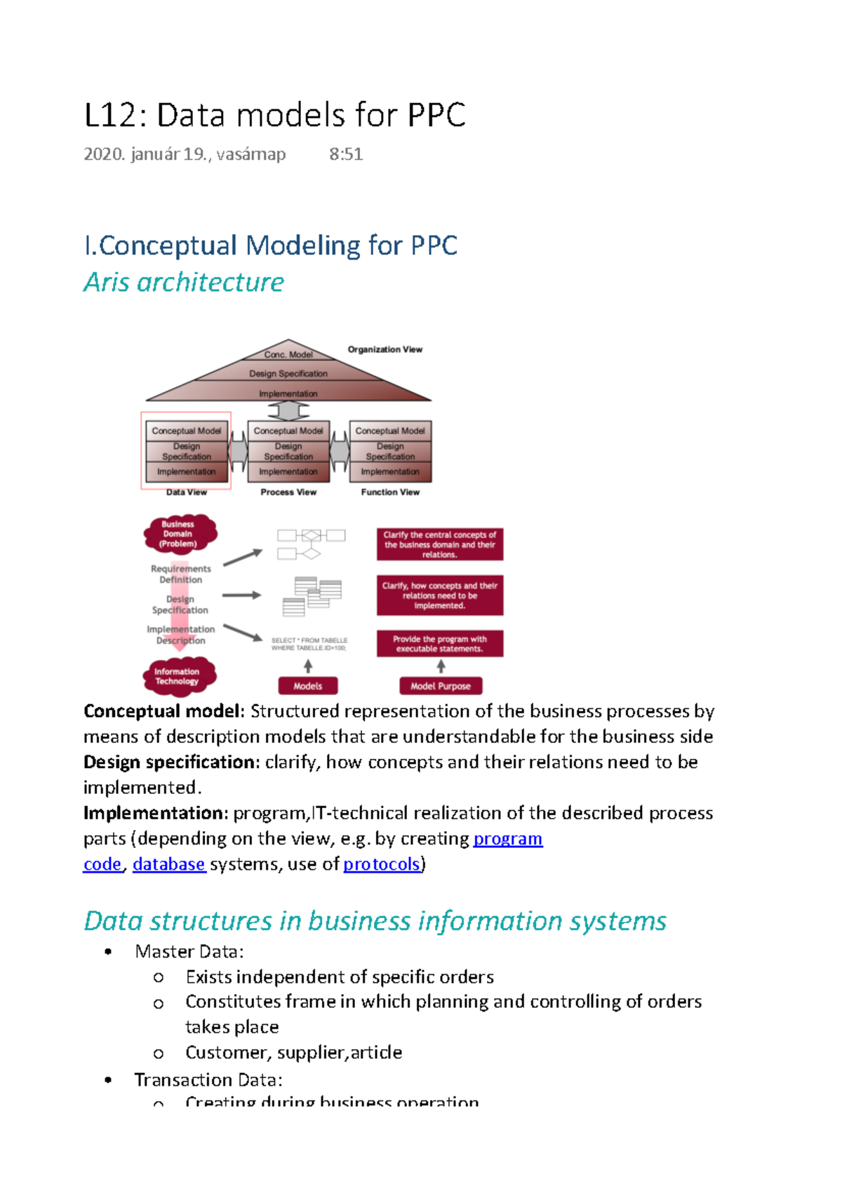 L12 Data models for PPC - Lecture notes and slides - I Modeling for PPC ...