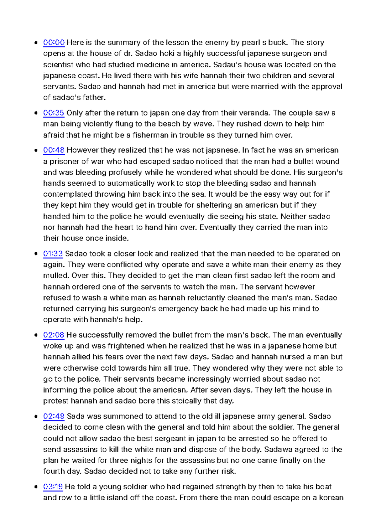 The Enemy By Pearl S Buck - (English - XII) - 00:00 Here is the summary ...