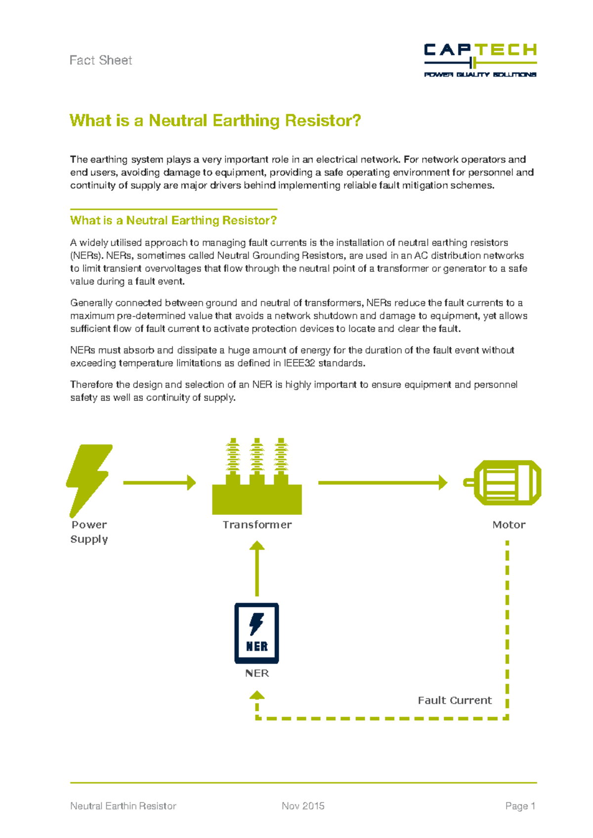 What is a Neutral Earthing Resistor - Fact Sheet Neutral Earthin ...