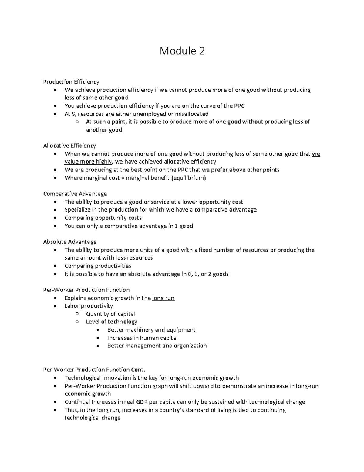 Economics Module 2B - Module 2 Production Efficiency • We achieve ...
