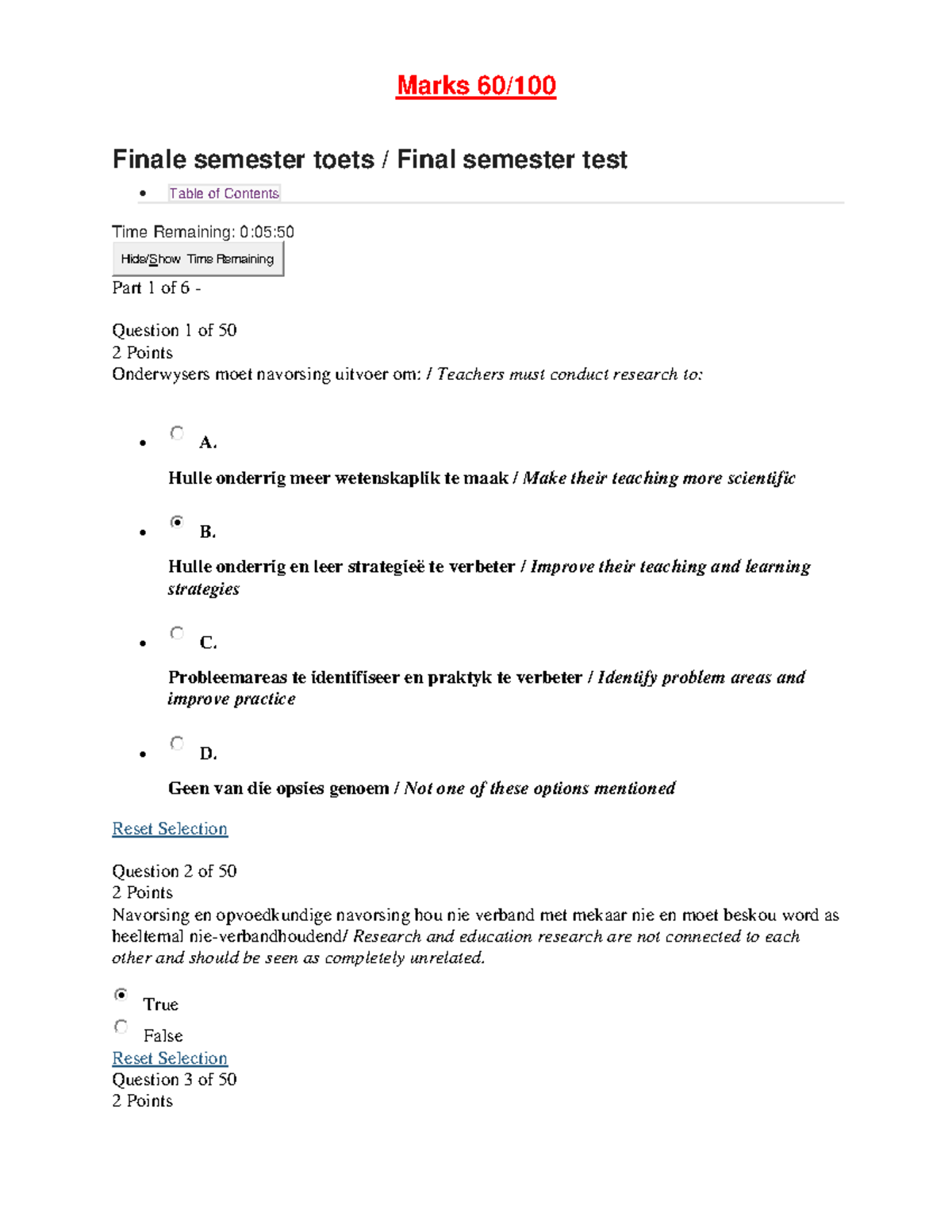 RESF 511 Research Final semester test - Warning: TT: undefined function ...