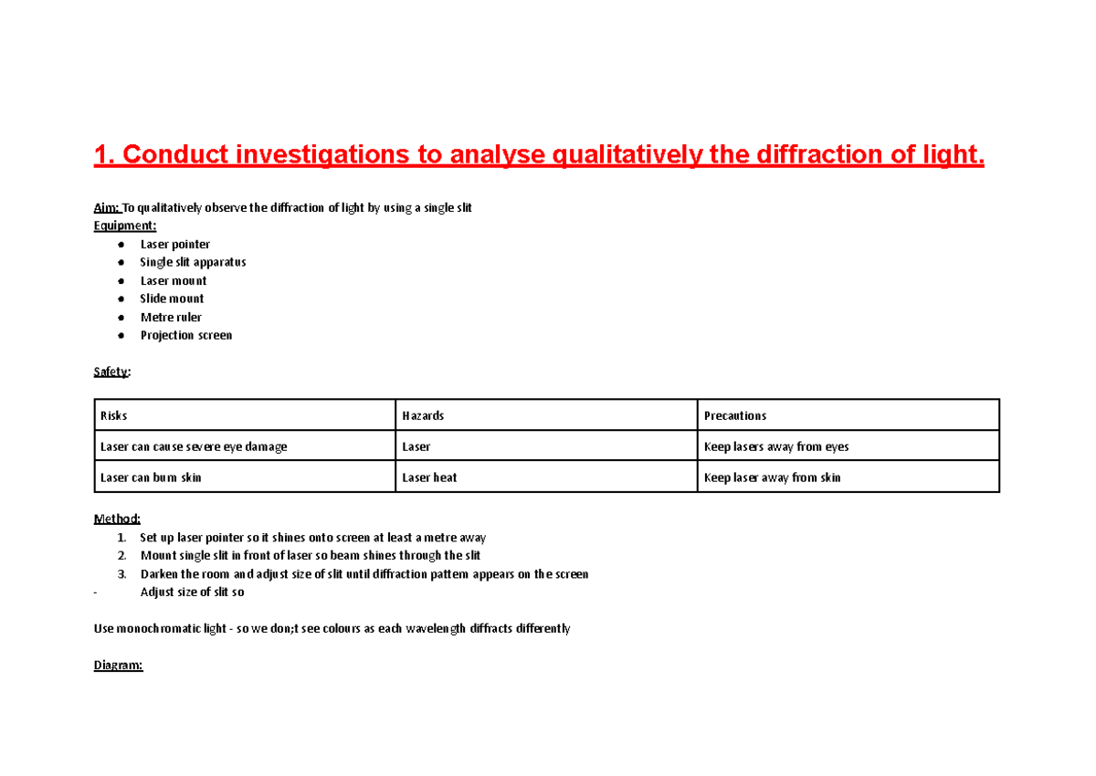 Physics Depth Study - 1. Conduct investigations to analyse ...