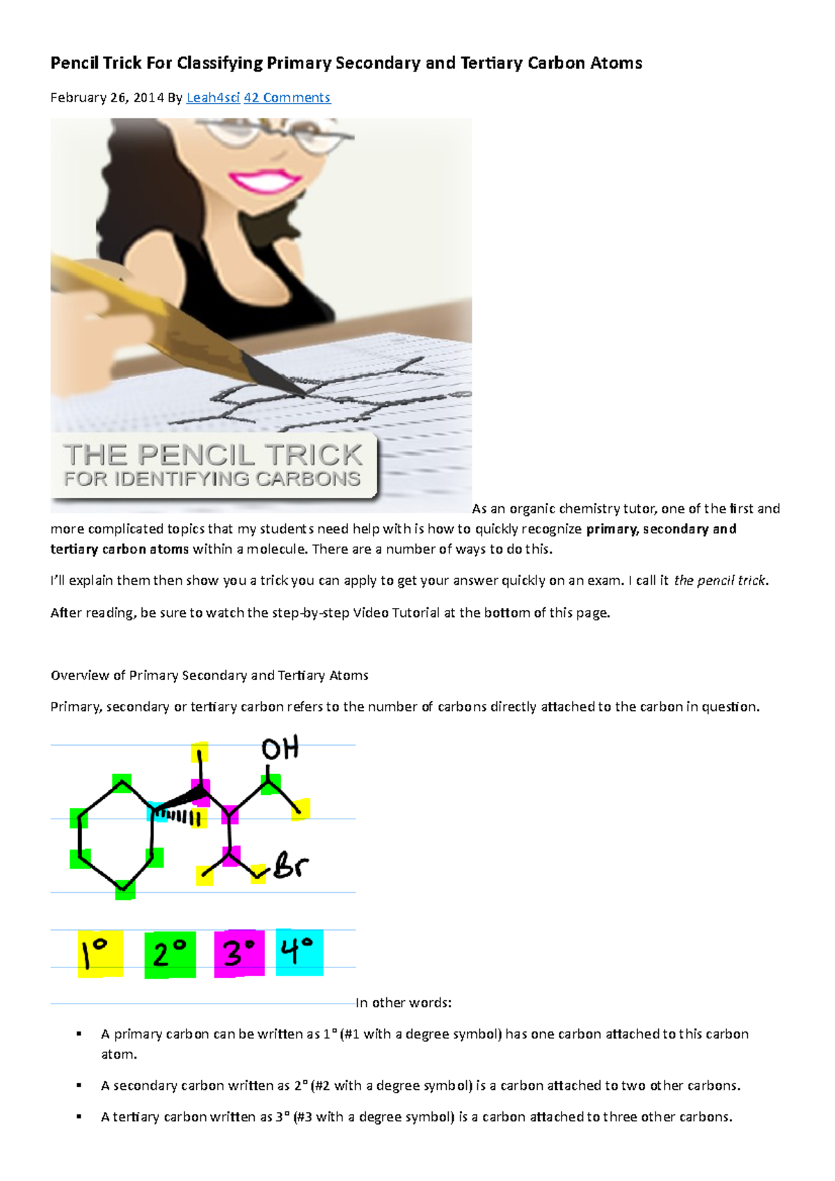 Pencil Trick For Classifying Primary Secondary and Tertiary Carbon ...
