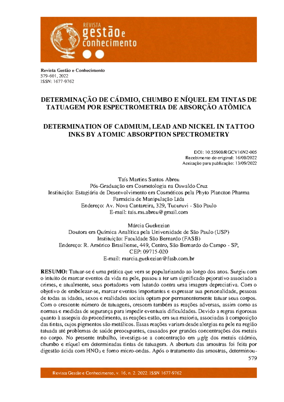 034+GC - Artigo - 579 Revista Gestão e Conhecimento 579 - 601 , 2022 ISSN: 1677- 9762 ...