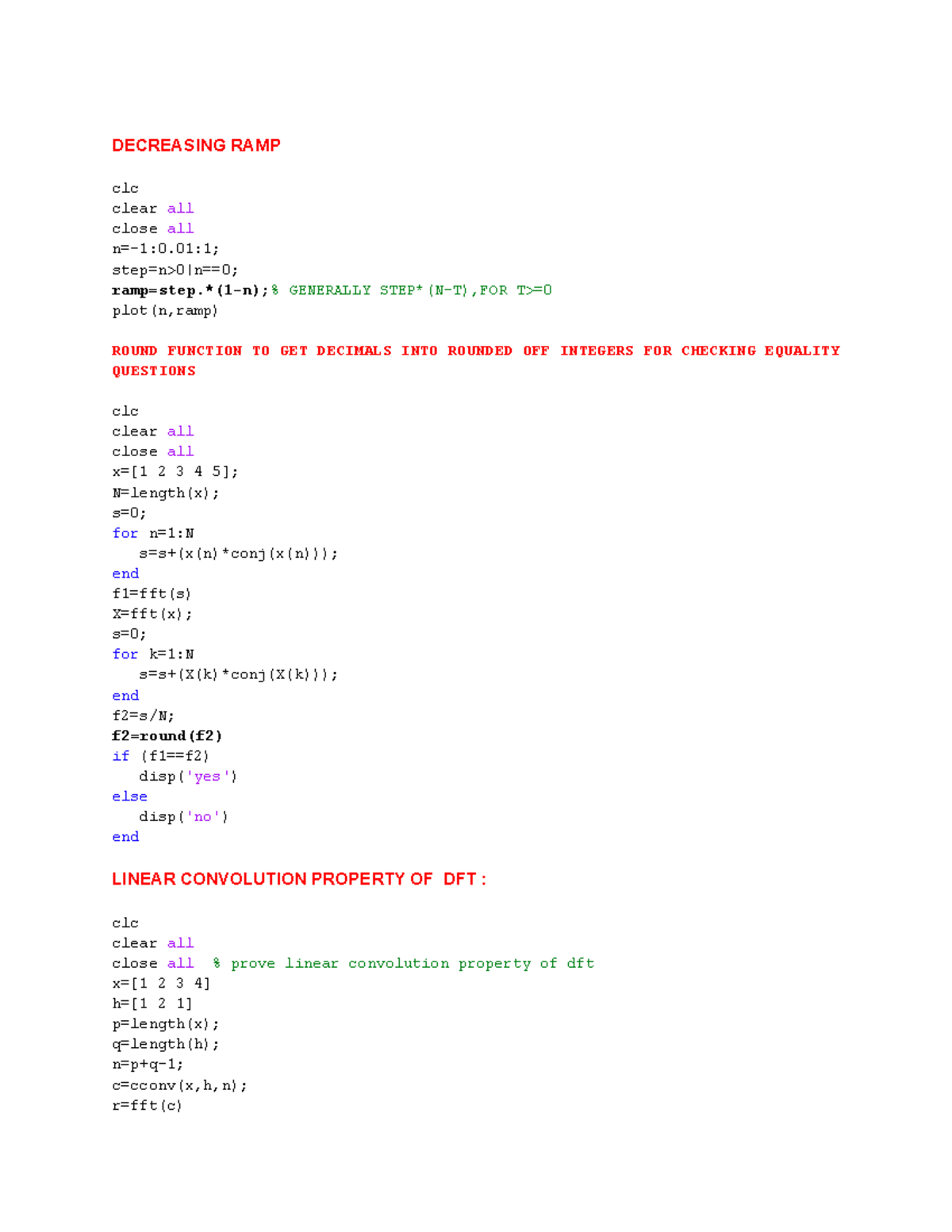 DSP LAB Extra Q - DECREASING RAMP clc clear all close all n=-1:0:1 ...