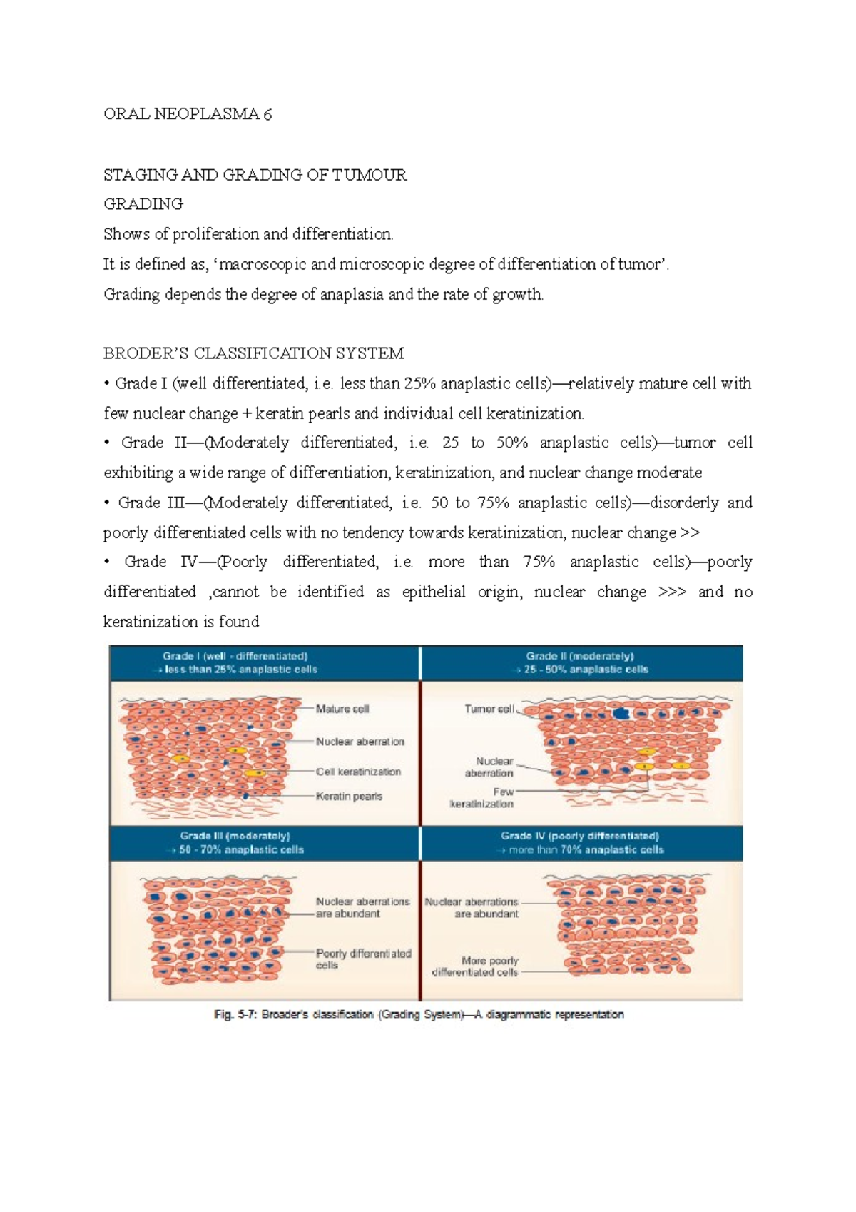 Oral Neoplasma 6 - ORAL NEOPLASMA 6 STAGING AND GRADING OF TUMOUR ...