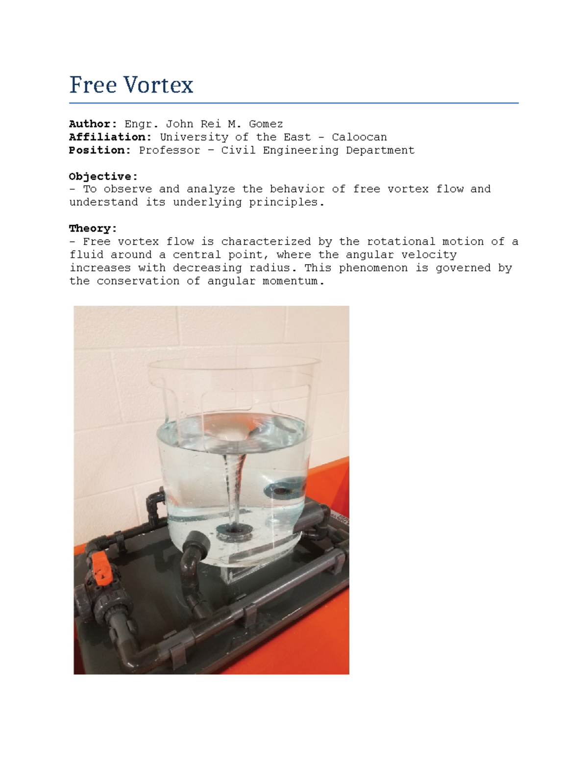 Free-Vortex - Free Vortex Author: Engr. John Rei M. Gomez Affiliation ...