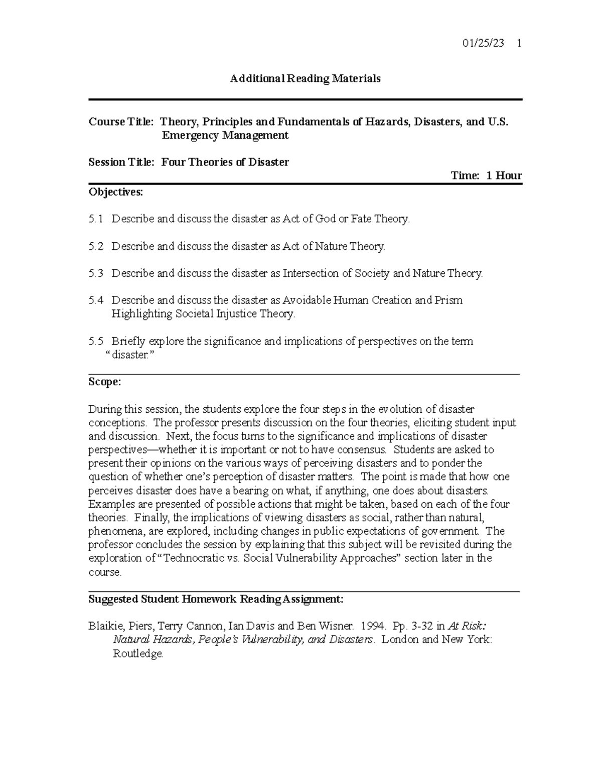 BPM 217 Lecture Nine - Disaster and Conflict Management Notes ...