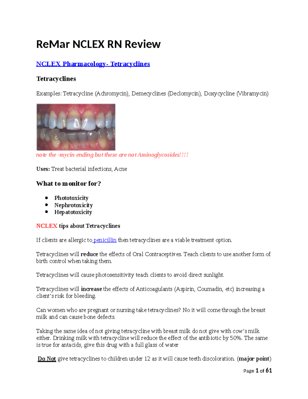 Remar nclex notes - ReMar NCLEX RN Review NCLEX Pharmacology ...