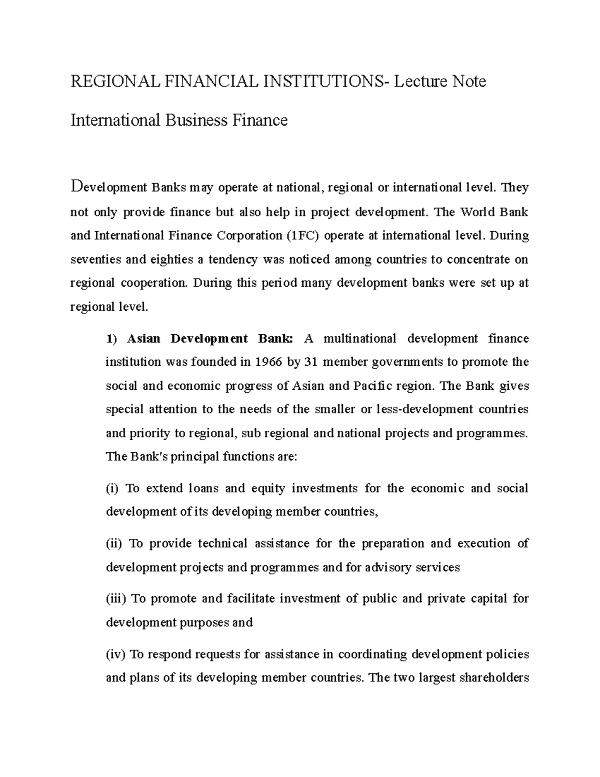 Regional Financial Institutions - REGIONAL FINANCIAL INSTITUTIONS ...
