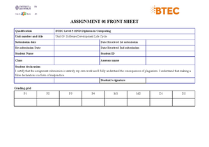 Assignment 1 Professional Practice - ASSIGNMENT 1 FRONT SHEET Qualification BTEC Level 5 HND ...