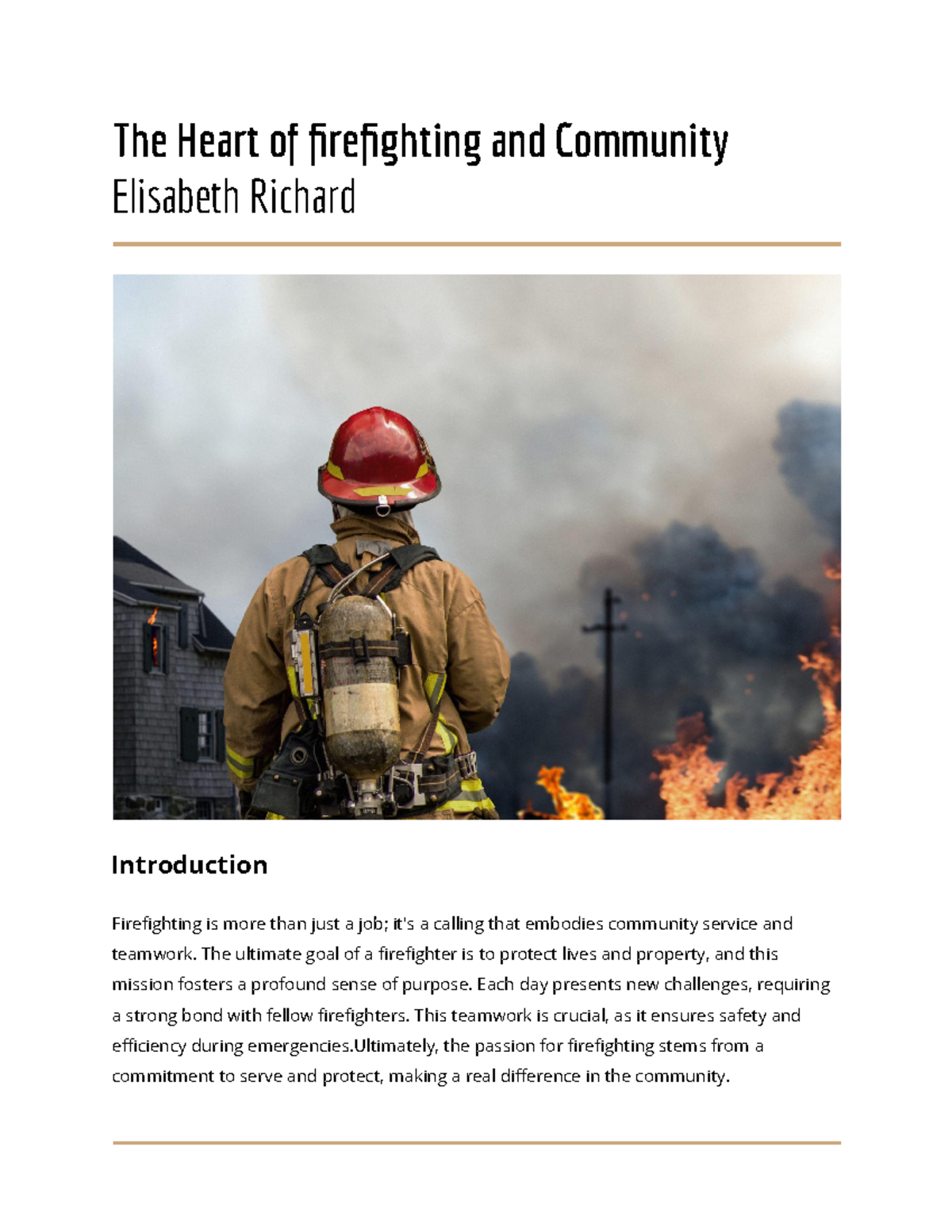 Report - its a work doc - The Heart of firefighting and Community ...