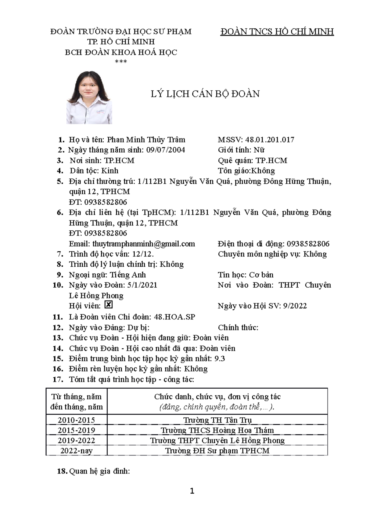 LLCB - LLCB - ĐOÀN TRƯỜNG ĐẠI HỌC SƯ PHẠM TP. HỒ CHÍ MINH BCH ĐOÀN KHOA ...