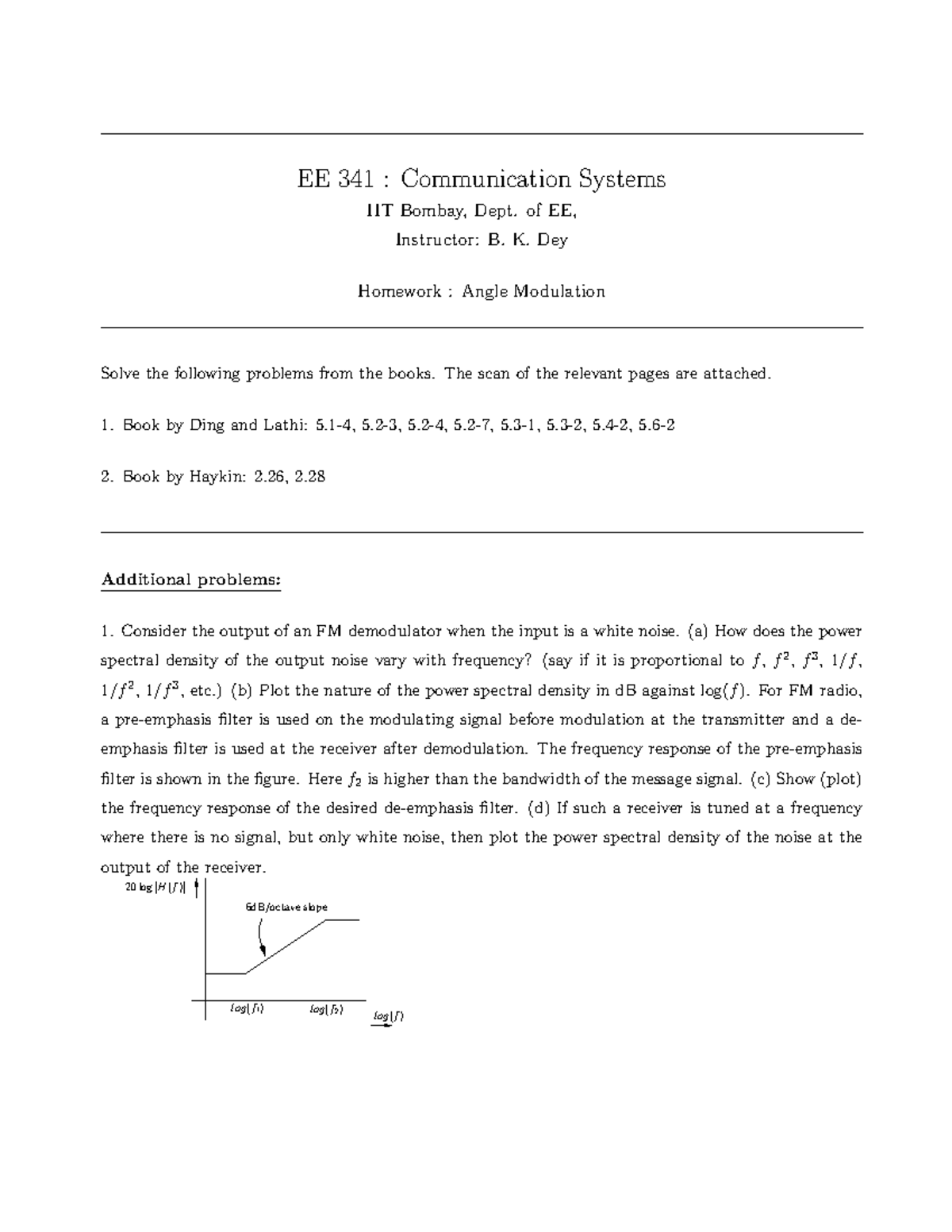 2. Homework - Angle modulation - EE 341 : Communication Systems IIT ...