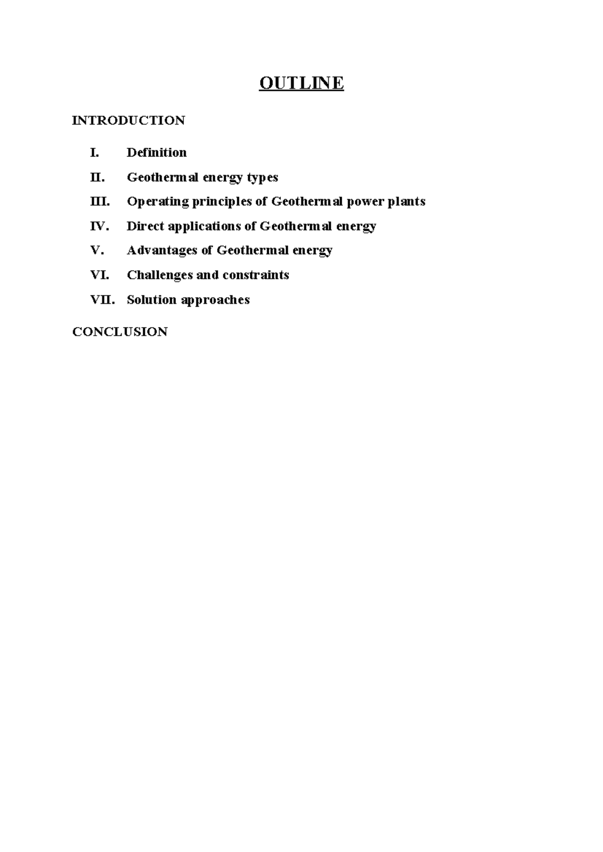 Exposée Anglais 2 - OUTLINE INTRODUCTION I. Definition II. Geothermal ...