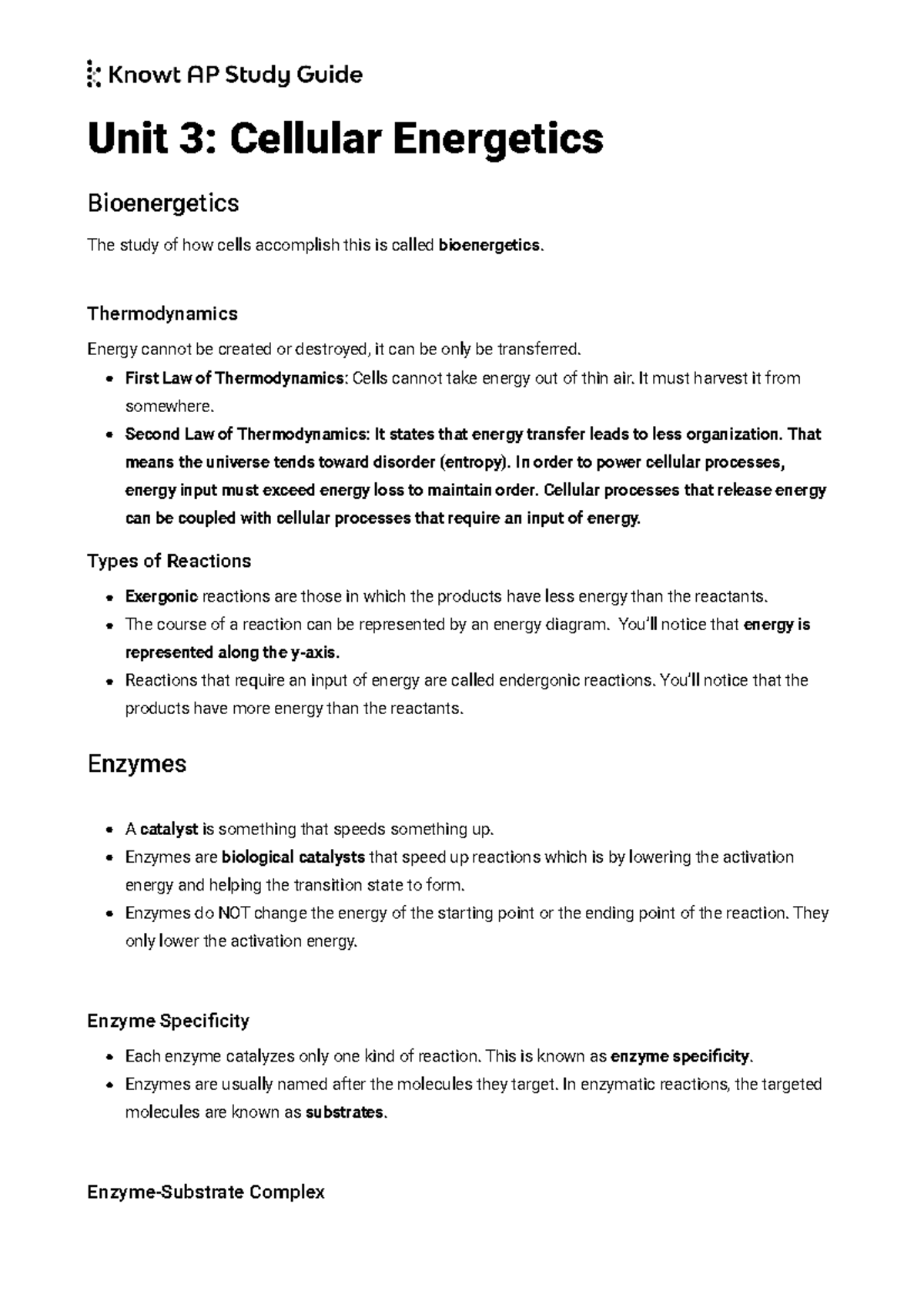 Unit 3 Cellular Energetics - Unit 3: Cellular Energetics The study of ...