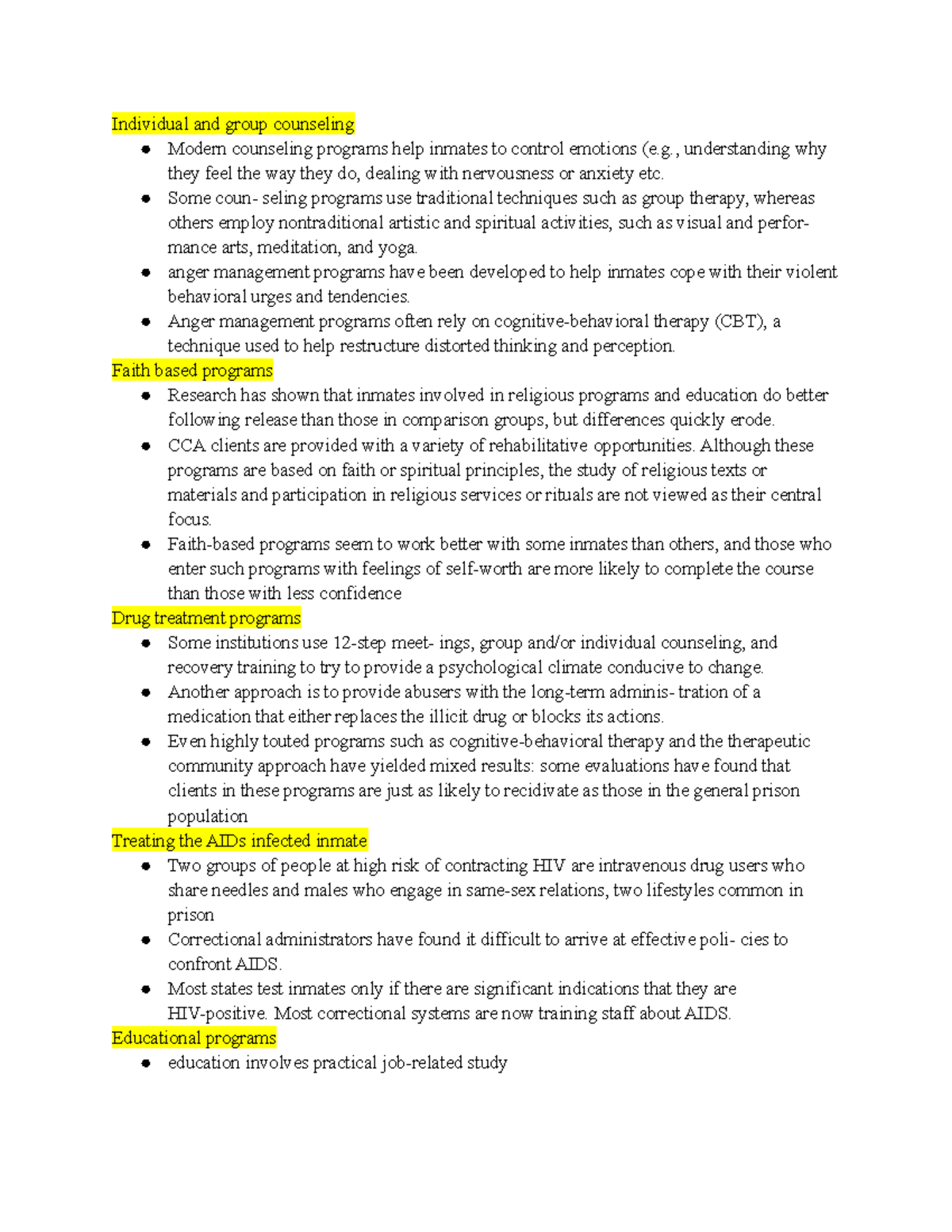 Notes crim - Individual and group counseling Modern counseling programs ...