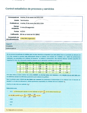 Autocalificable Semana-1 - Control estadístico de procesos y servicios - Studocu