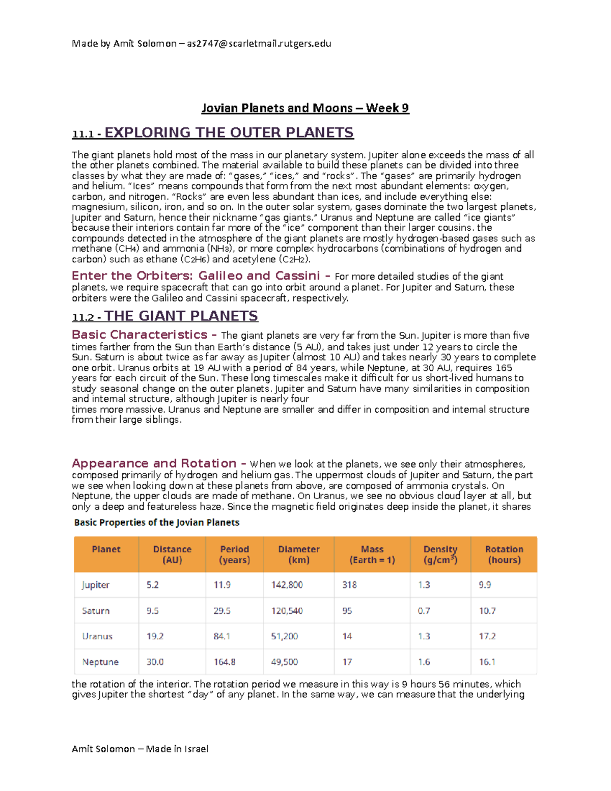 Week 9 - Jovian Planets and Moons - Made Amit Solomon Jovian Planets ...