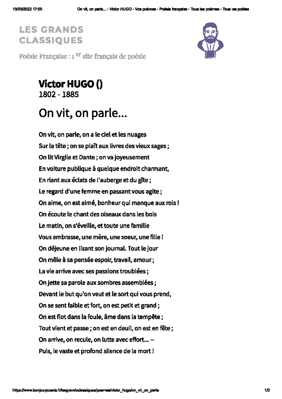 ON VIT. ON PARLE VICTOR HUGO - 17:05 On vit, on parle.. Victor HUGO Vos ...