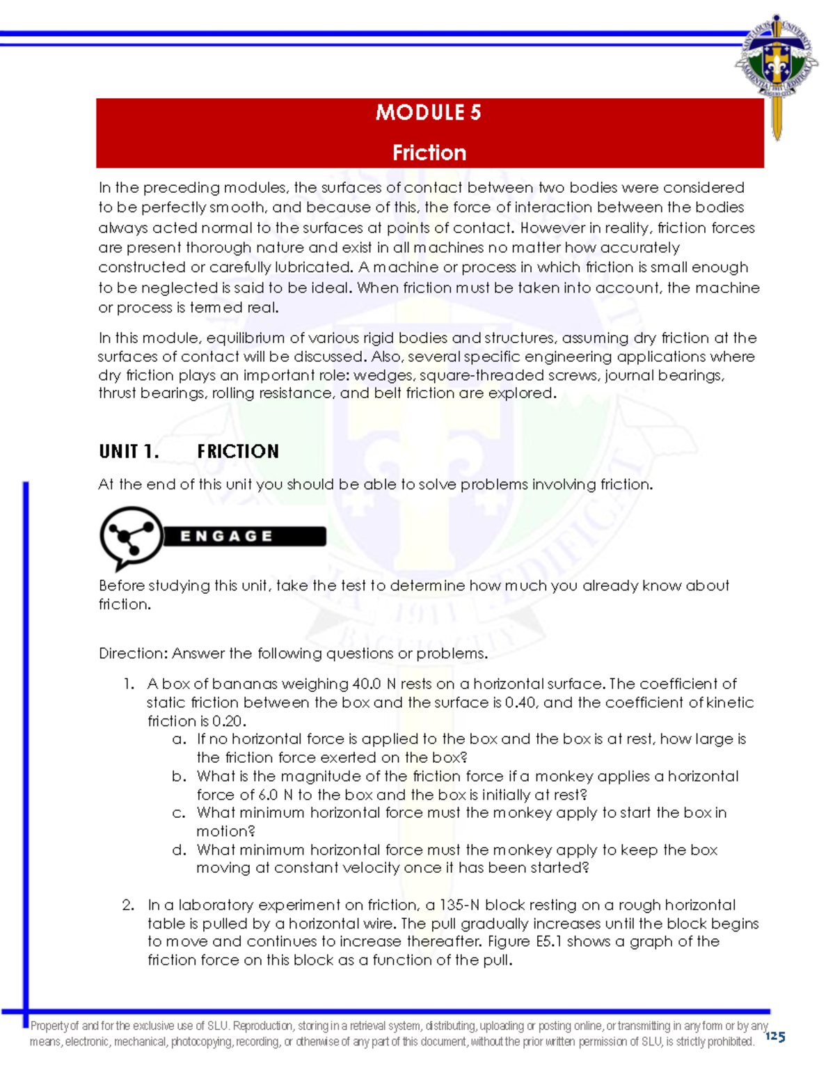 Friction - Statics of rigid bodies - Property of and for the exclusive ...