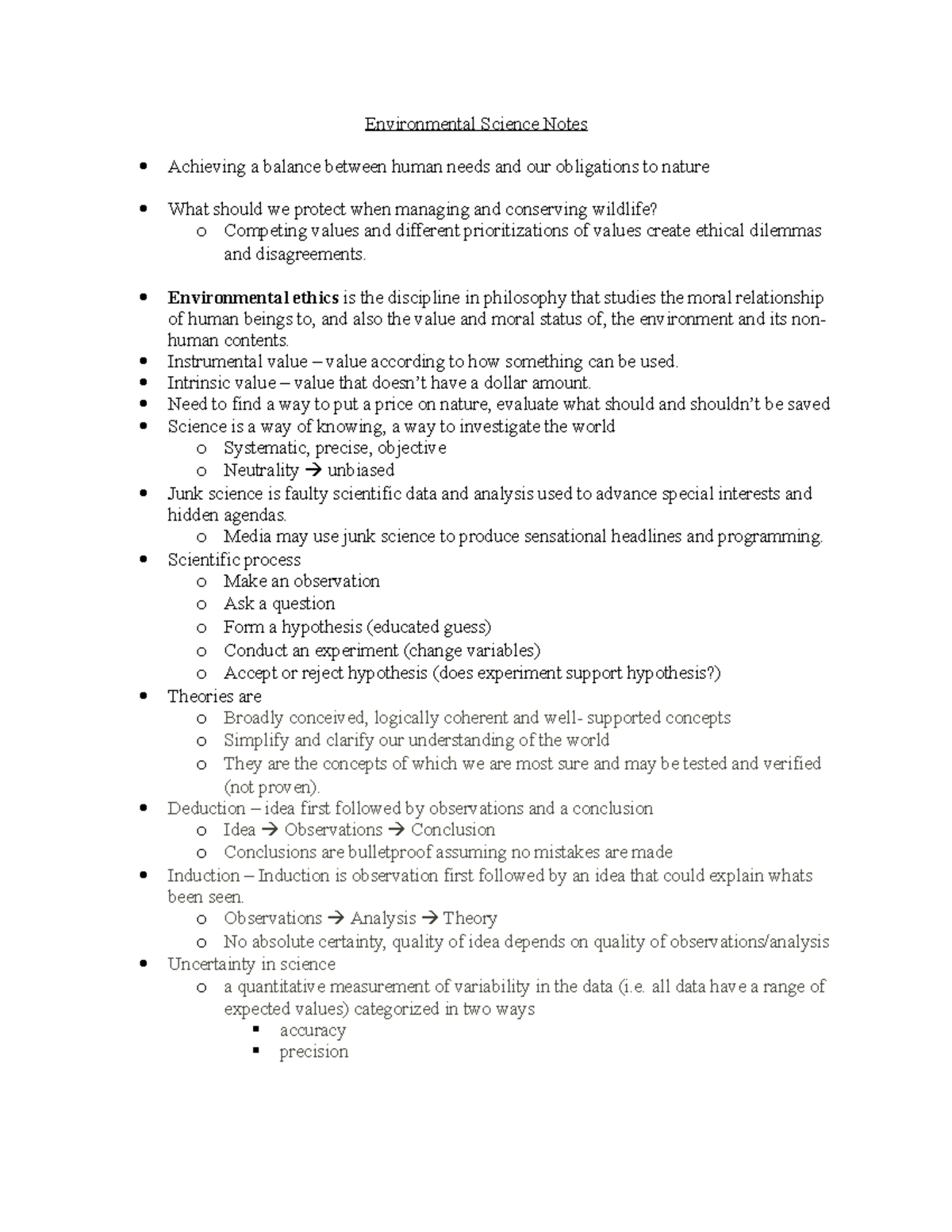 Environmental Issues Notes - Environmental Science Notes Achieving a ...