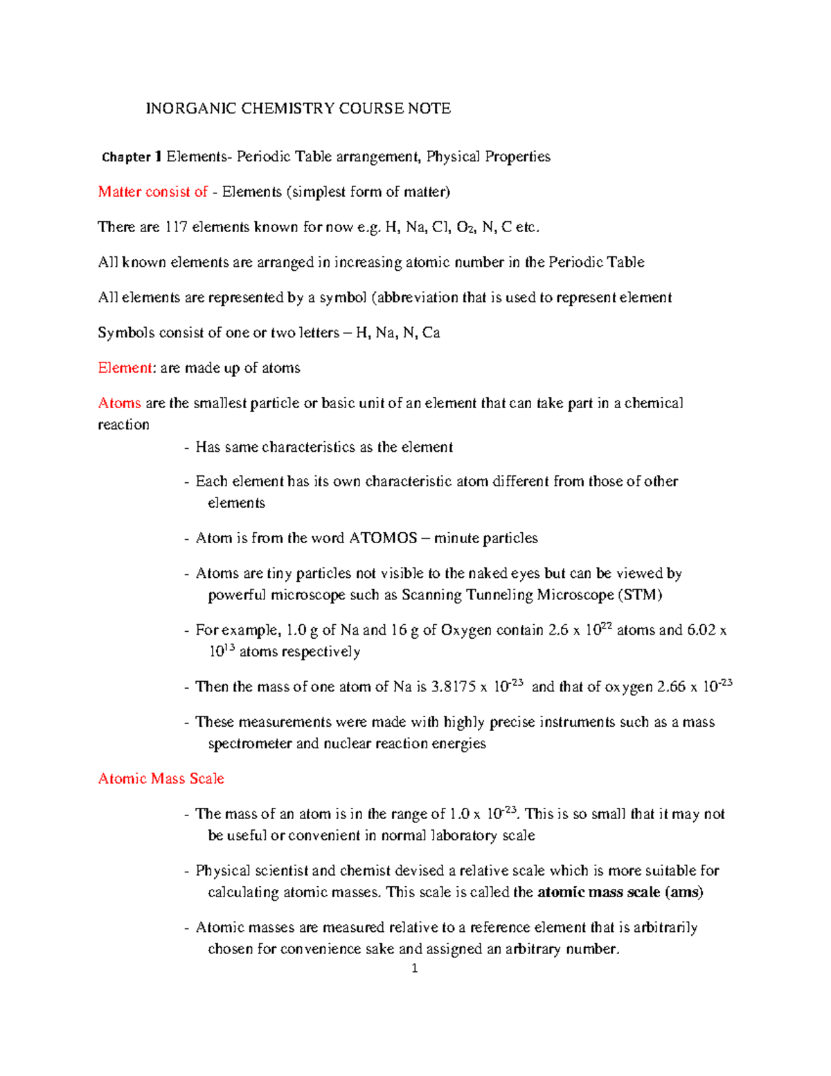 Inorganic Chemistry Course NOTE - INORGANIC CHEMISTRY COURSE NOTE ...