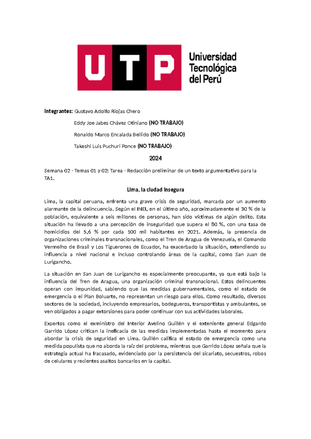 Semana 02 - Integrantes: Gustavo Adolfo Riojas Chero Eddy Joe Jabes ...