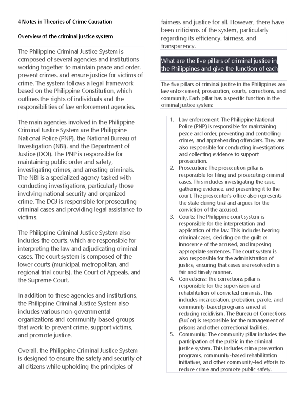 Introduction to criminology - 4 Notes in Theories of Crime Causation ...