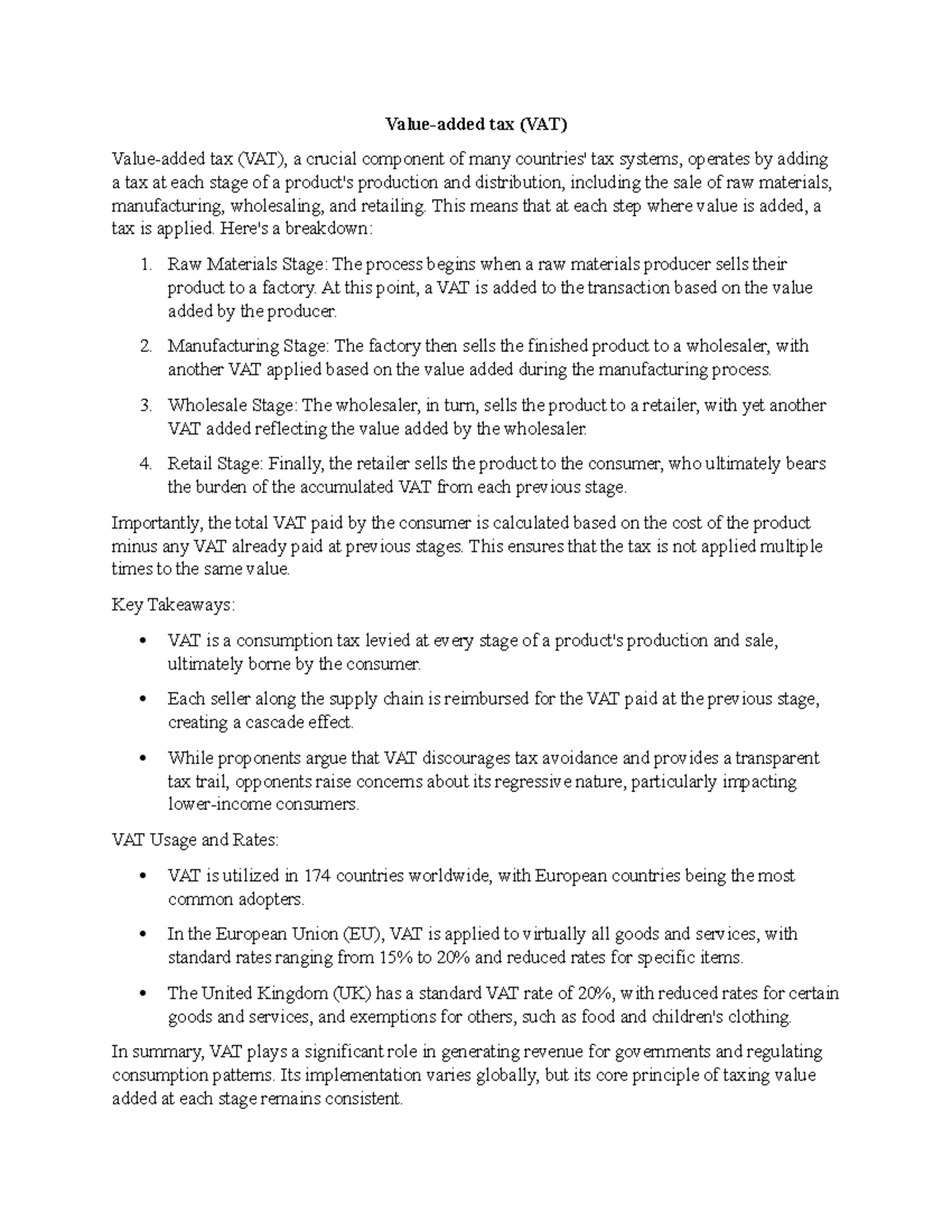 VAT - Value-added tax (VAT), a crucial component of many countries' tax ...