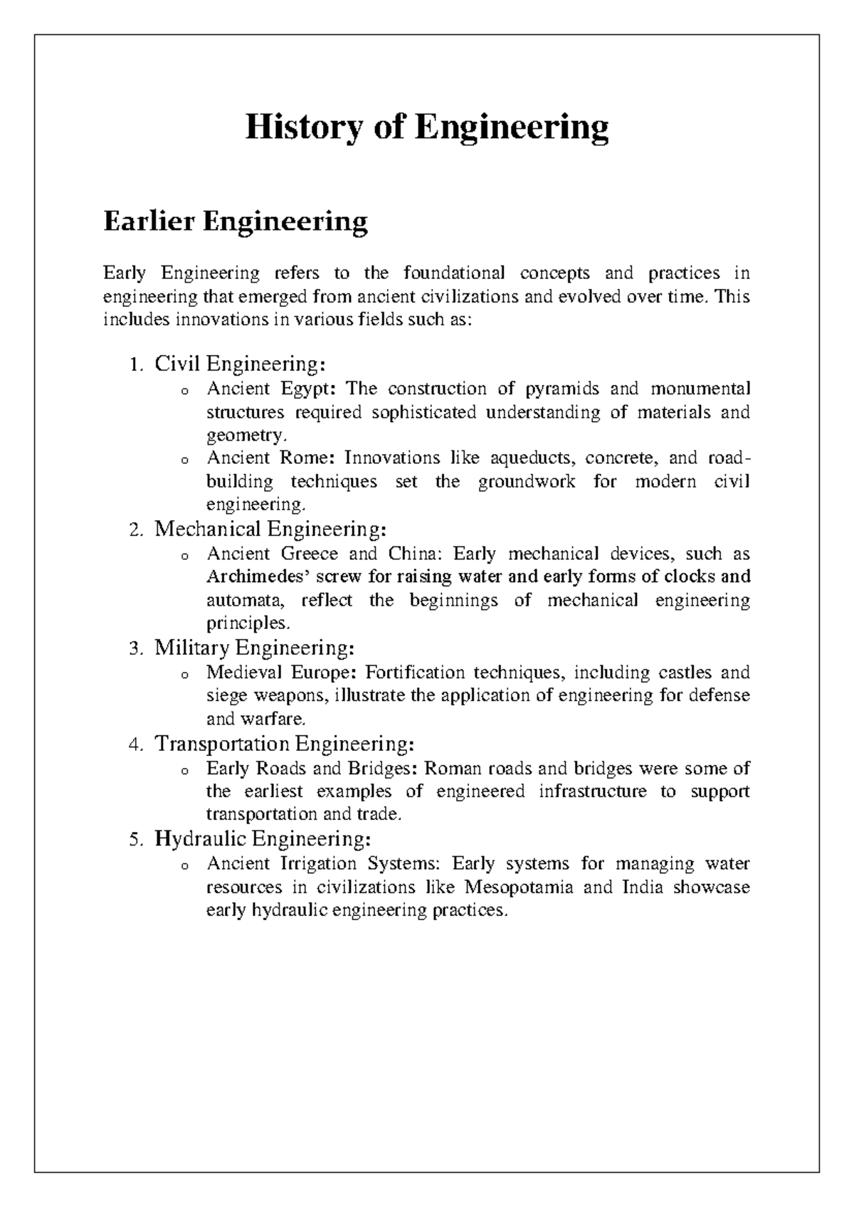 History of Engineering - History of Engineering Earlier Engineering ...