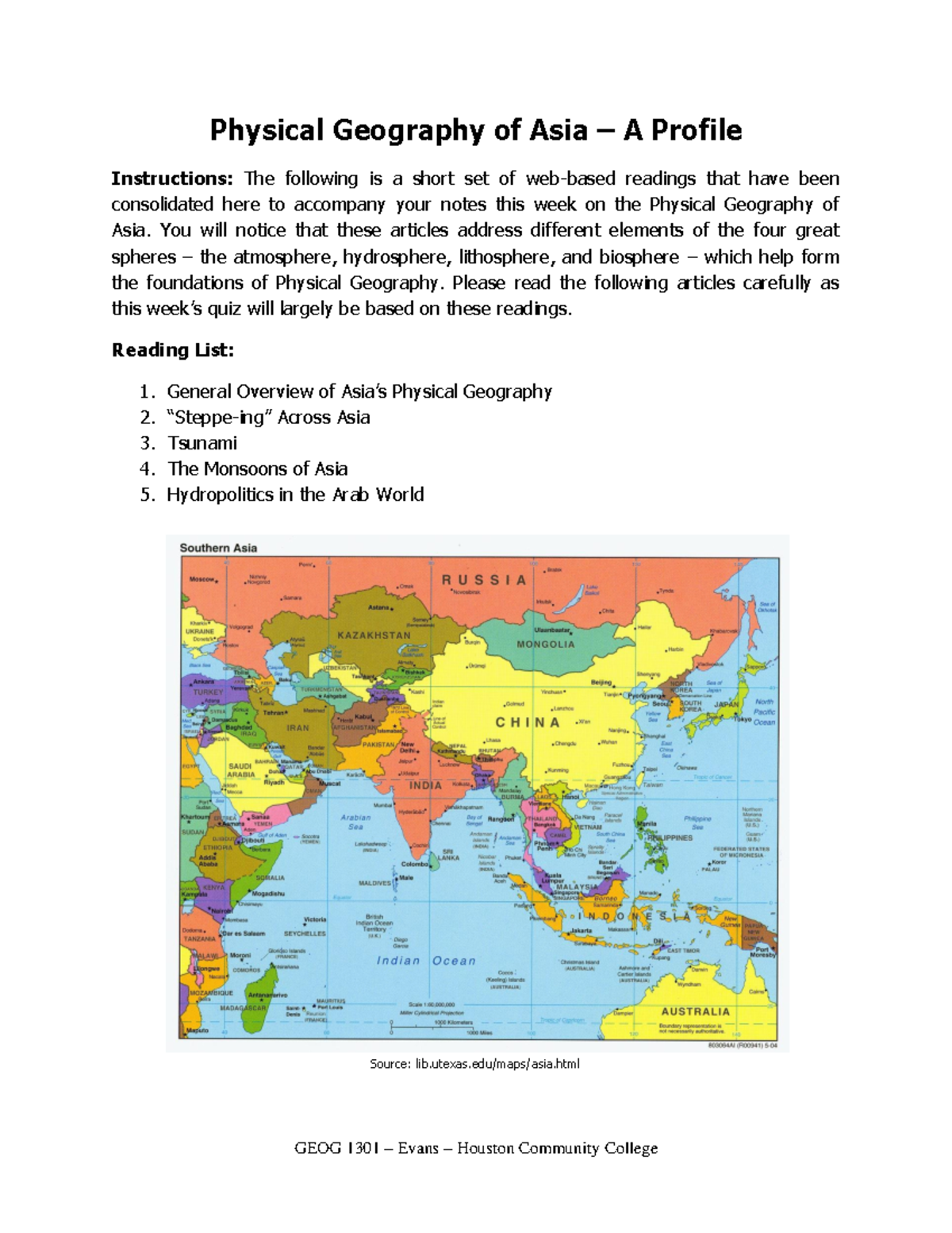 Physical Geography Profile - Asia - Physical Geography of Asia – A ...